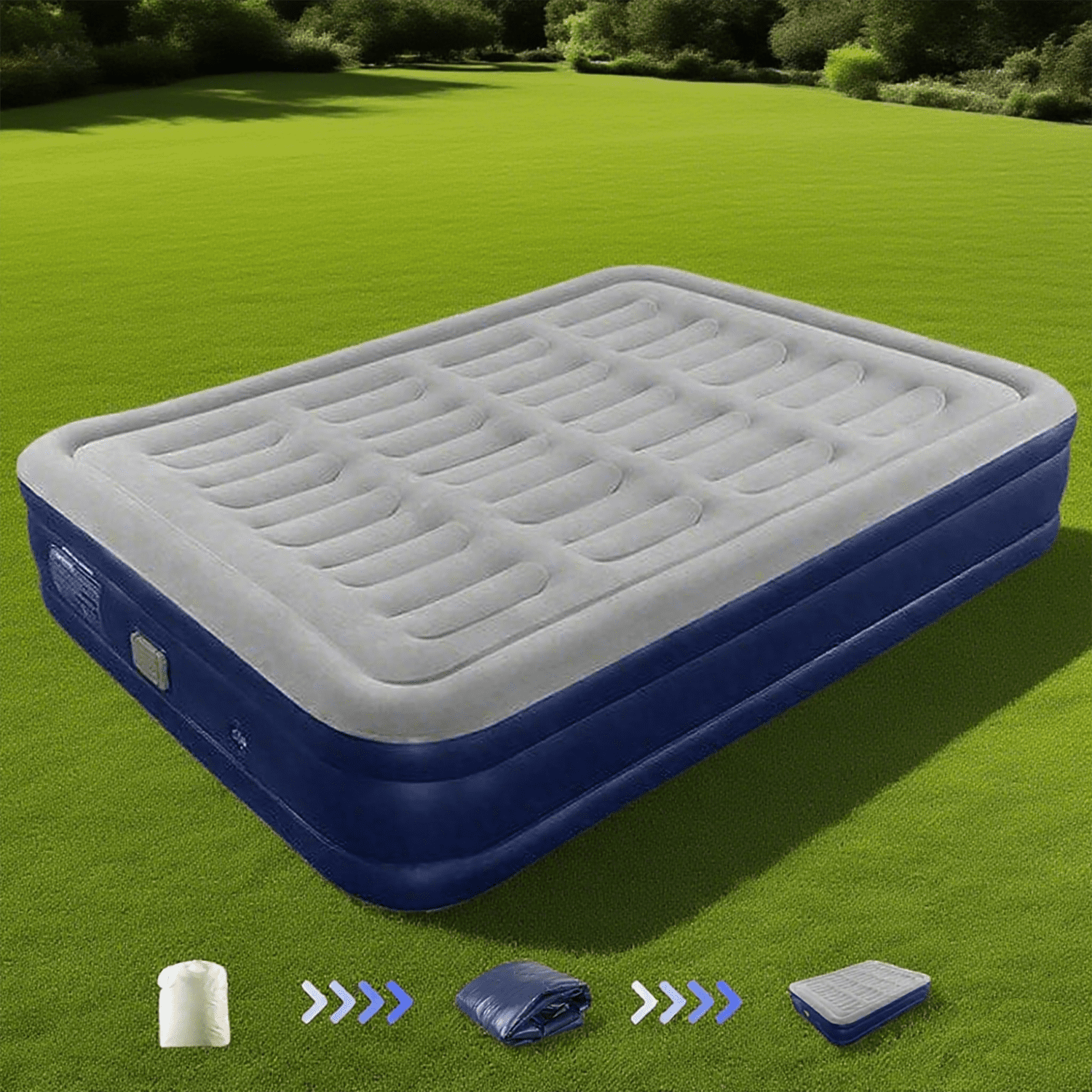 HDUTNGISN Queen Size Air Mattress with High-Speed Pump,16" Raised ...
