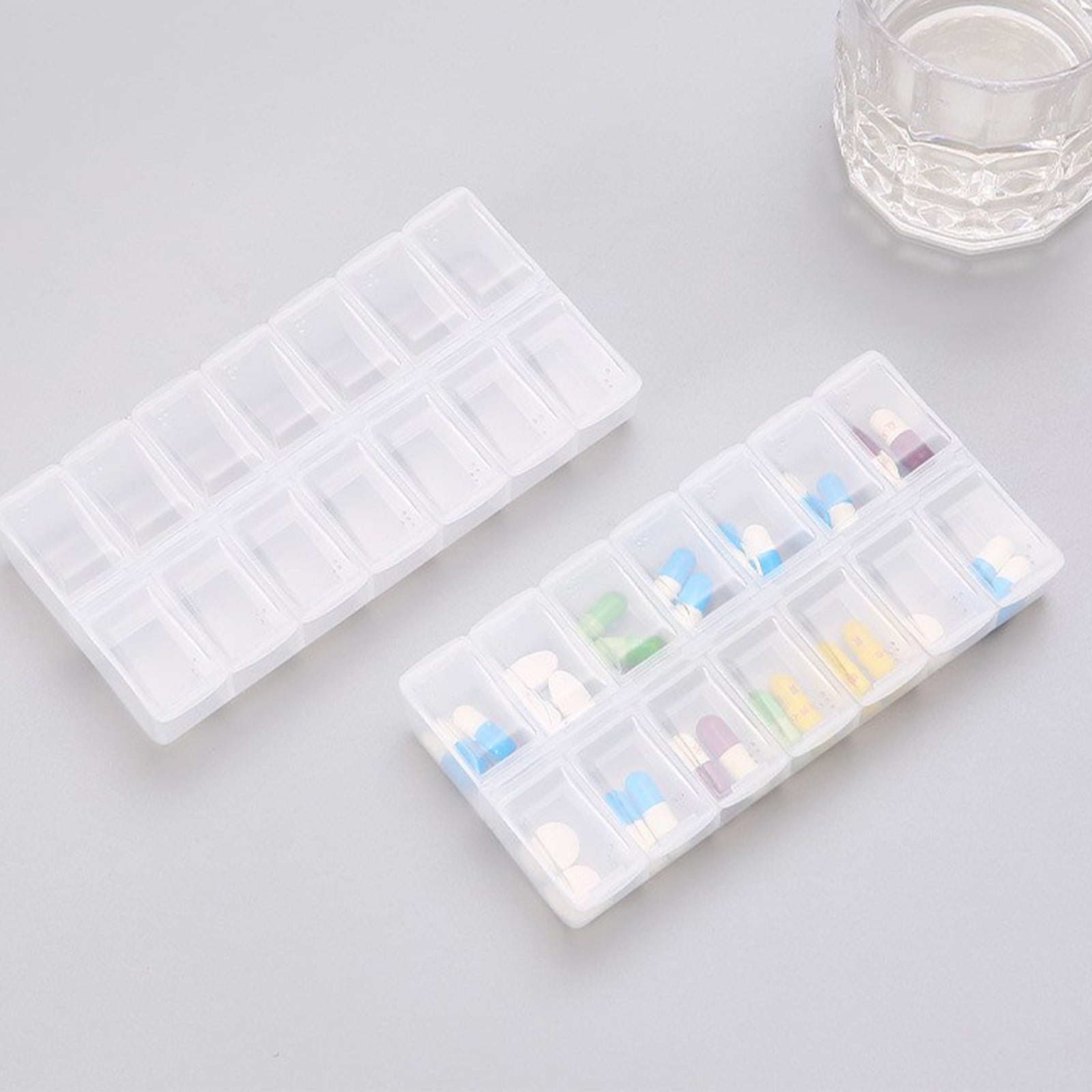 HDWUEN 7 Day Pill Box,Weekly Pill Cases 2 Times A Day Pill Planner With ...