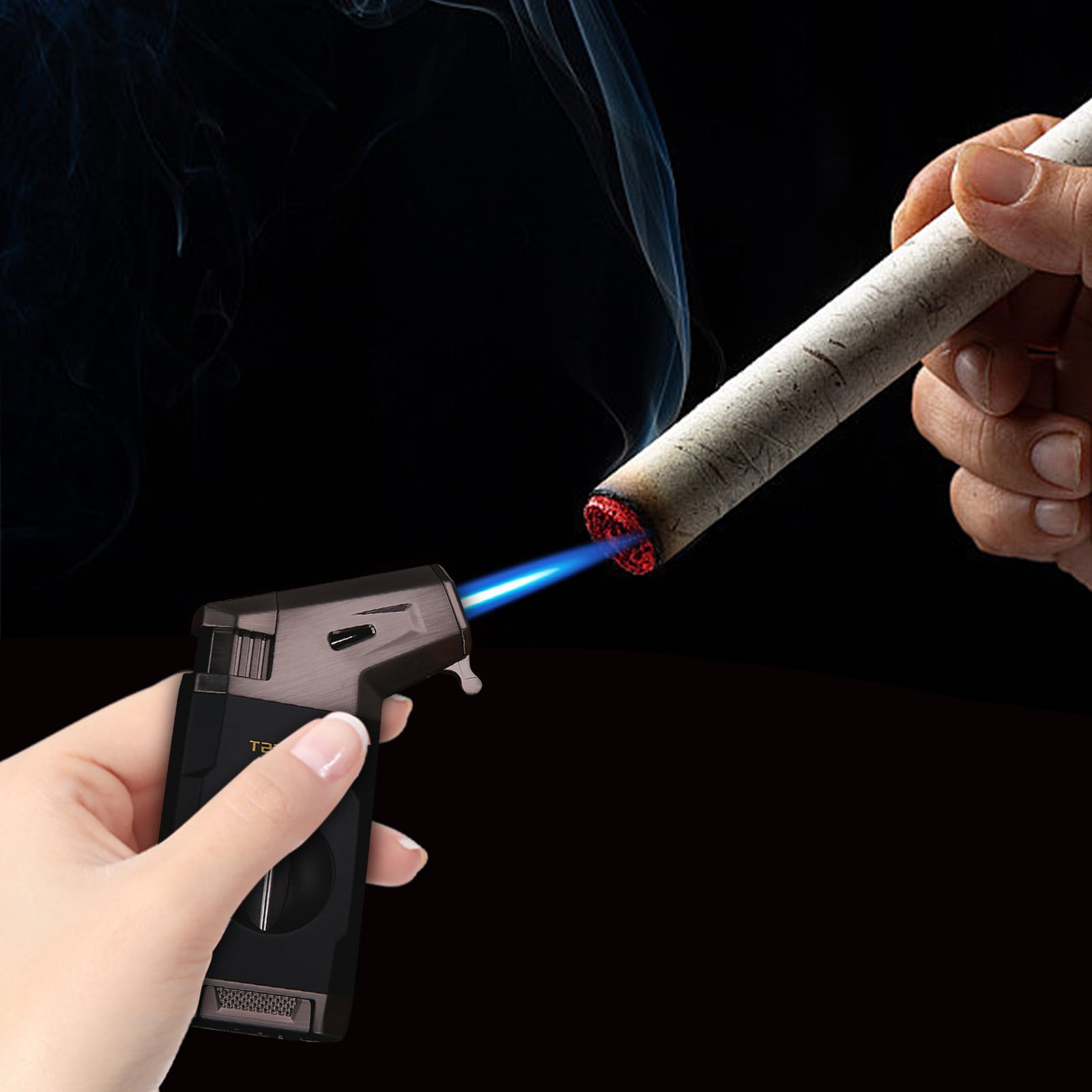 HDWUEN Metal Gas Lighter,Windproof Refillable Lighters Jet Flame Torch ...