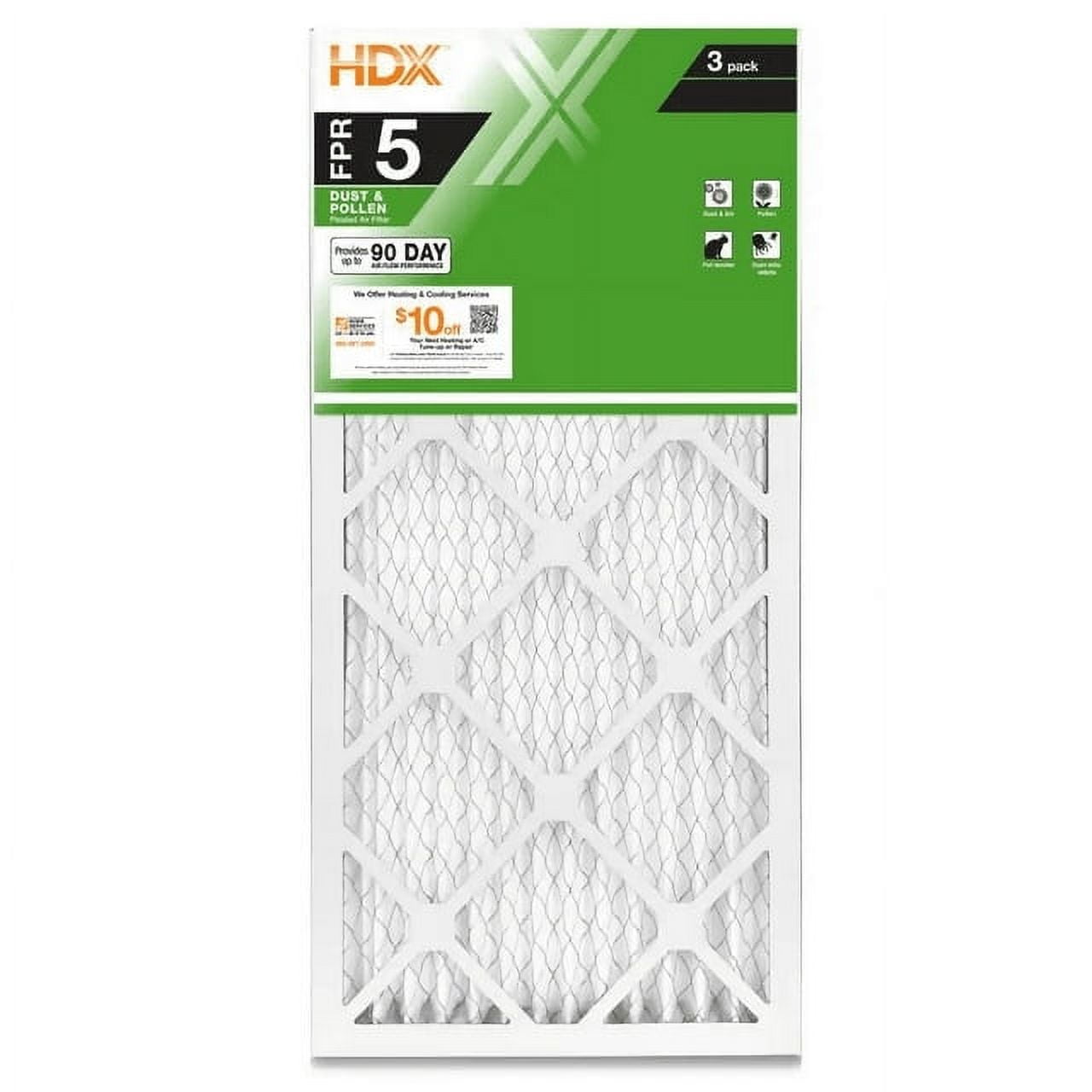 HDX 12x24x1 Standard Pleated FPR5 Air Filters for Furnace (Pack of 4 ...