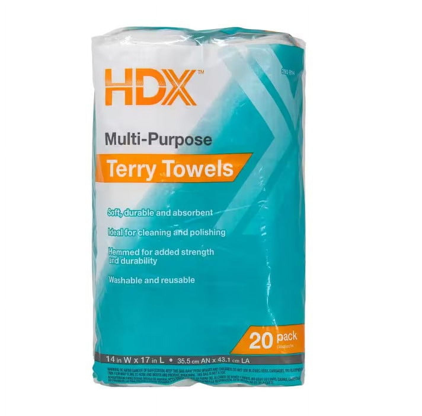 HDX 14 in. x 17 in. Multi-Purpose Terry Towel (20-Pack) - Walmart.com