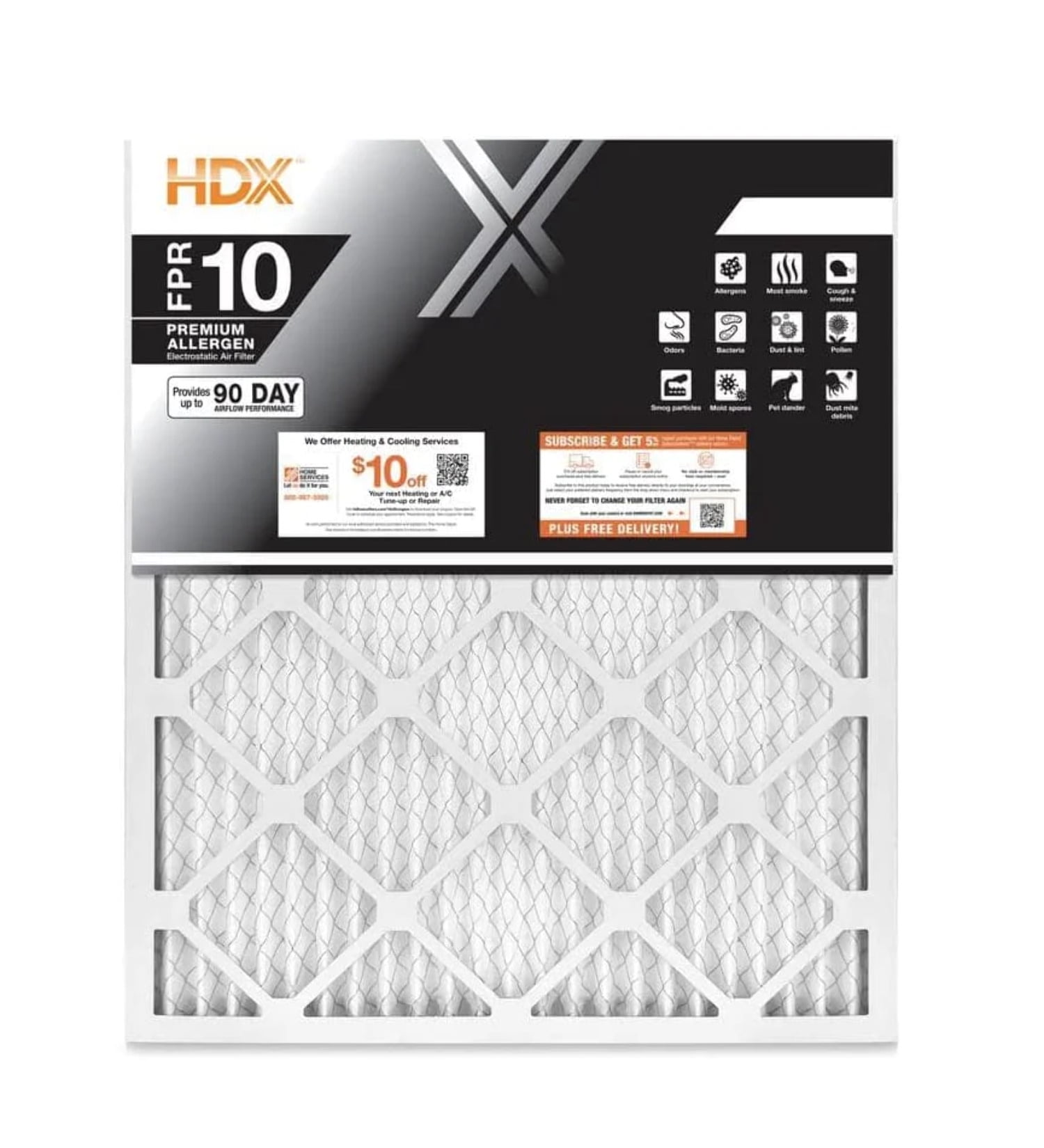 HDX 14 in. x 20 in. x 1 in. Elite Pleated Air Filter FPR 10 (14x20x1 ...