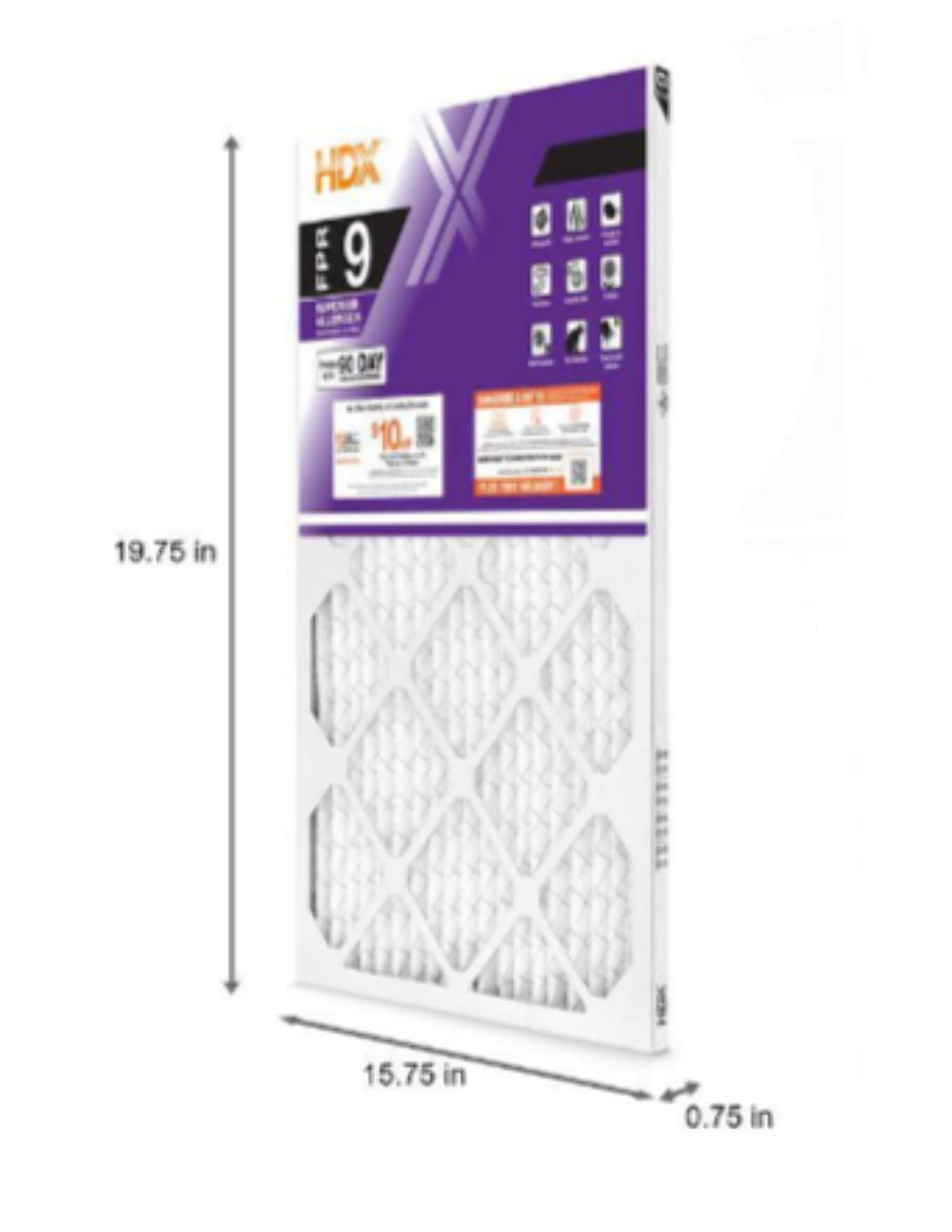HDX 16 in. x 20 in. x 1 in. Superior Allergen Pleated Air Filter FPR 9 ...