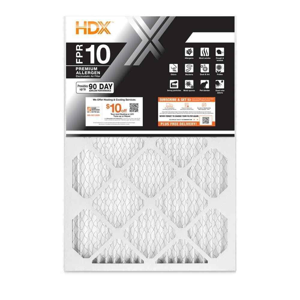 HDX 16 x 25 x 1" Premium Efficiency Pleated Air Filter FPR 10 High ...