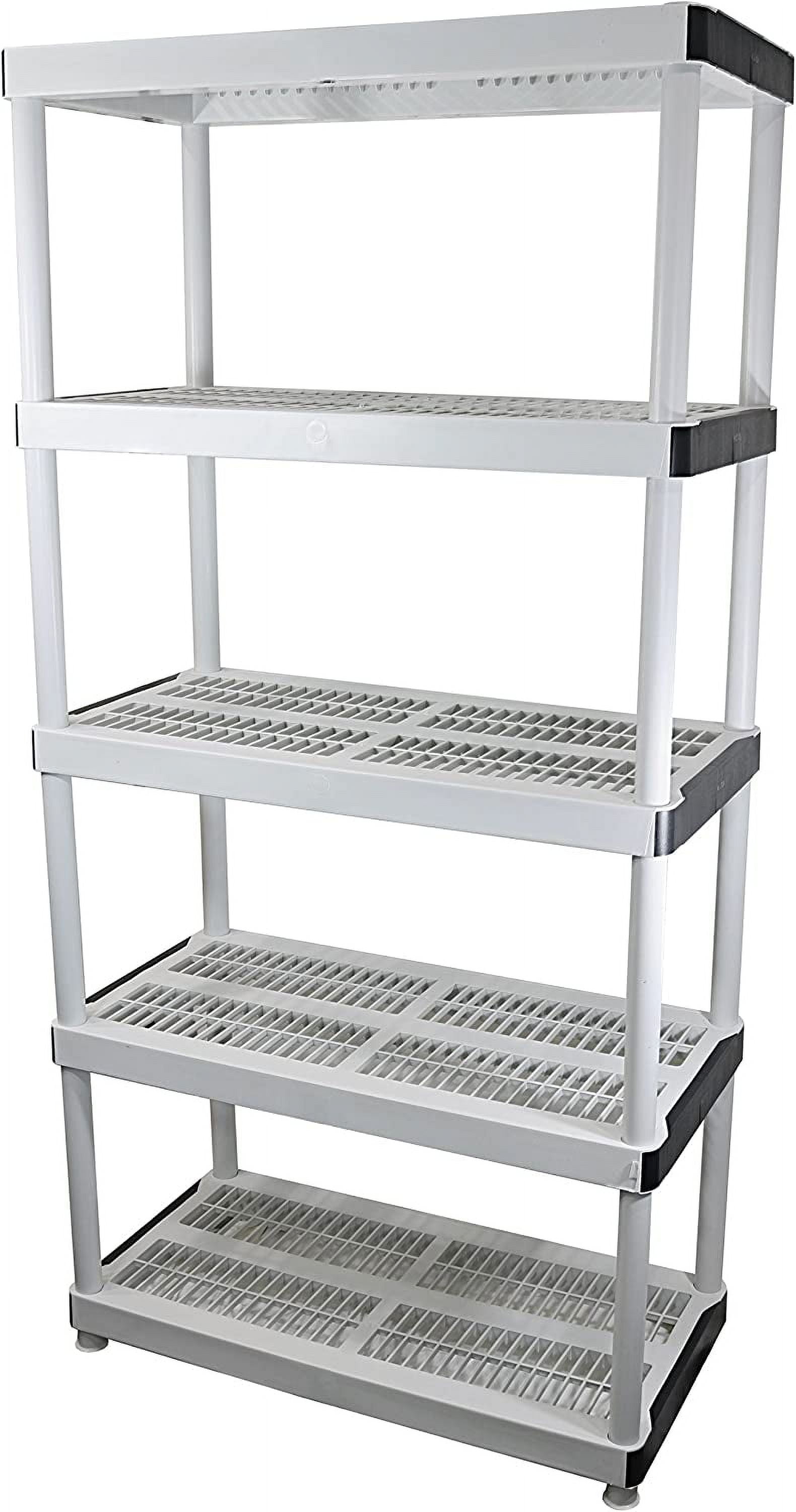 HDX 36” x 72” 5-Tiered Ventilated Plastic Storage Shelving Unit w ...
