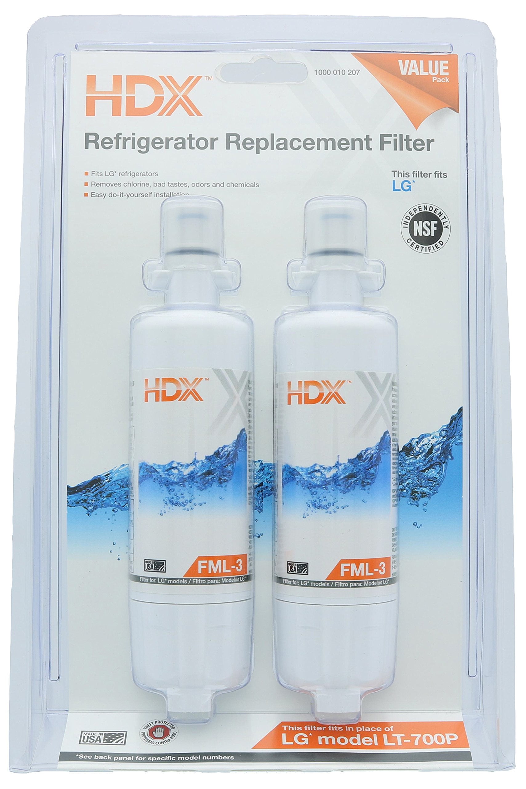 HDX FML-3 Replacement Water Filter / Purifier for LG Refrigerators (2 ...