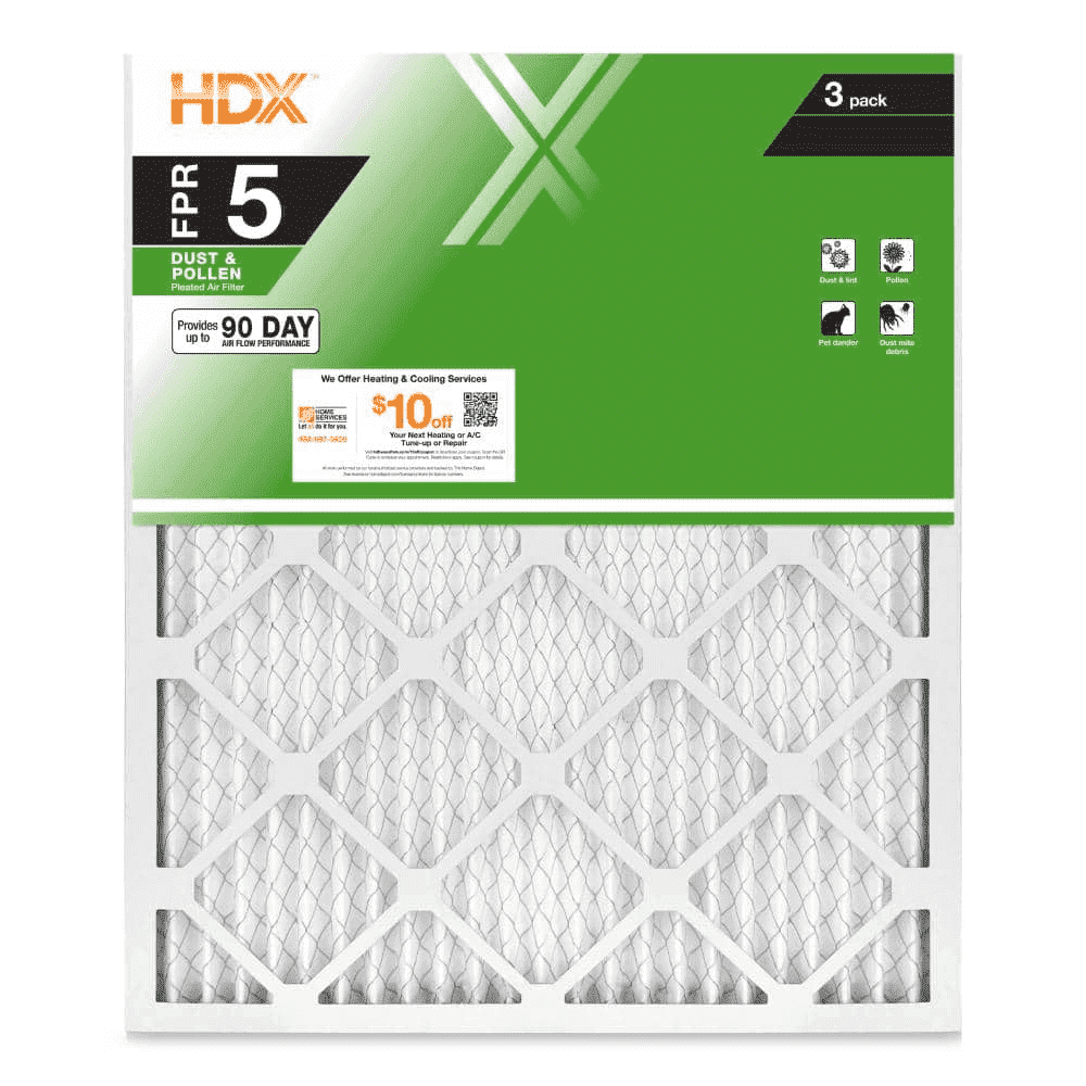 HDX 20x30x1 Pleated Air Filter, Medium Efficiency Dust and Pollen ...