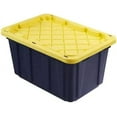HDX Strong Box Plastic Storage Tote Polypropylene 27 Gal, Black and ...