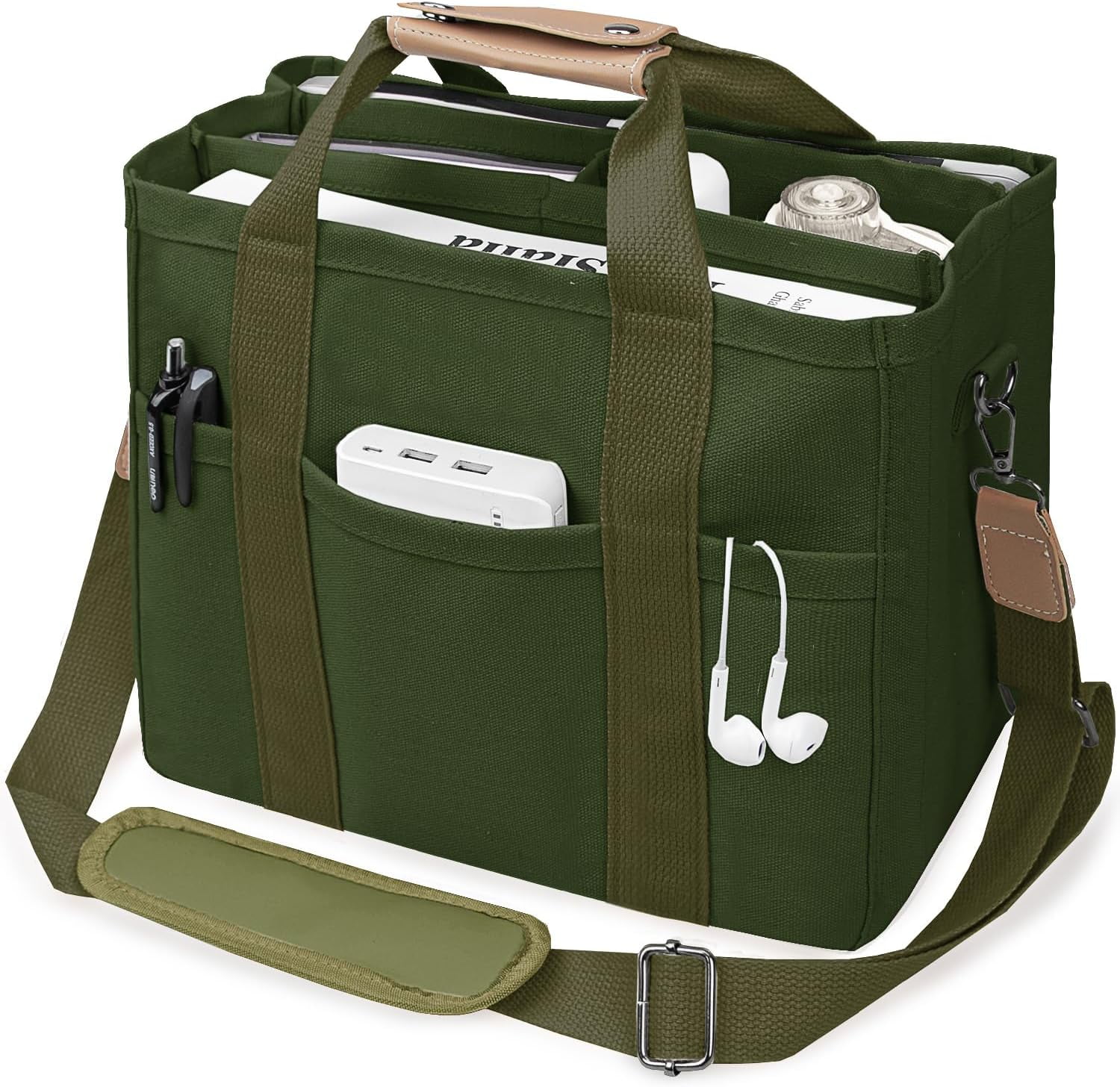 HDXCIUK Canvas Tote Bag with Multi-Pocket for Women Large Crossbody ...