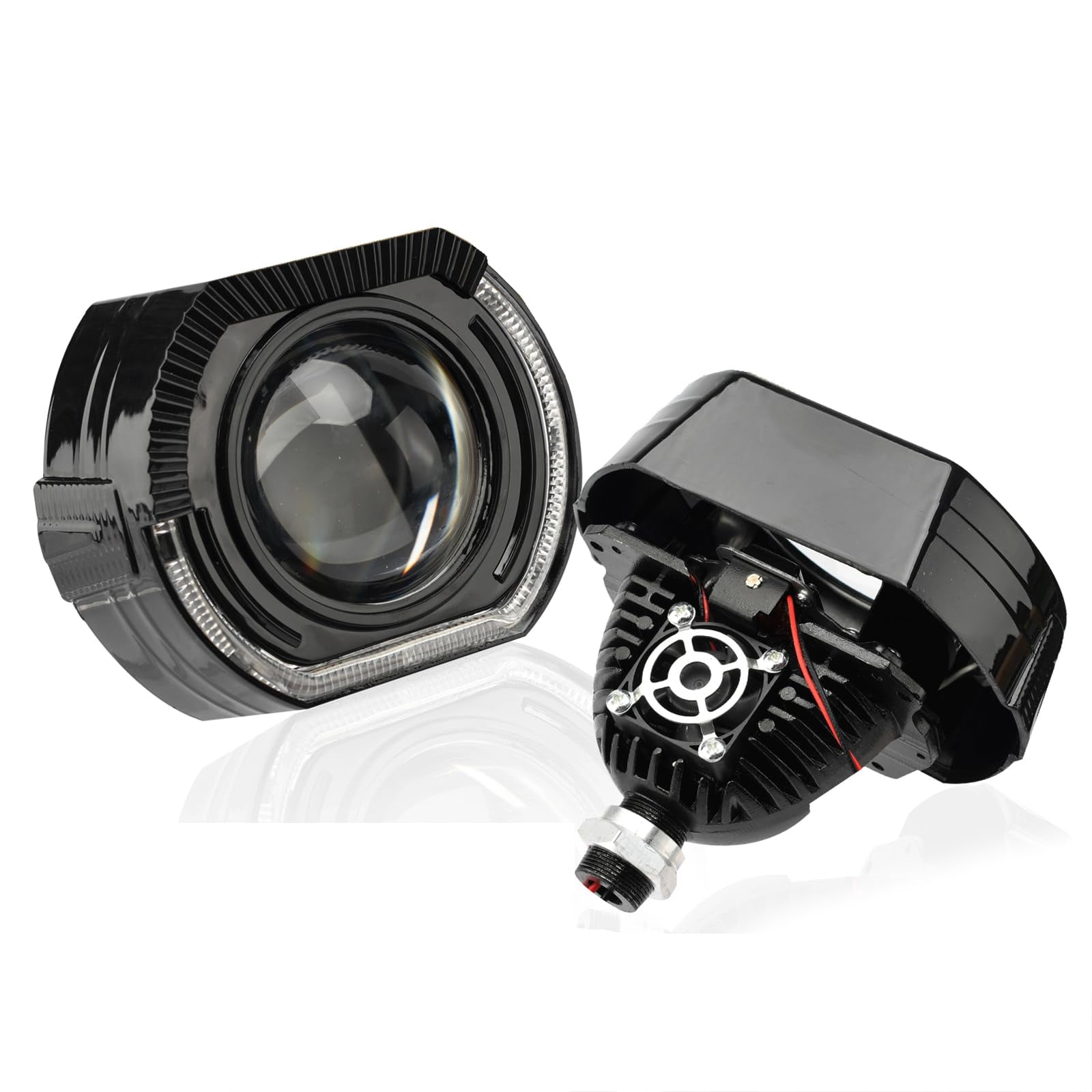 HDYEGIOU 3.0 inch Bi KEF16 Projector Lens with White Yellow Angel Eyes ...