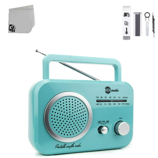 HDi Audio Radio Teal Home Vintage Portable Retro Radio Classic AM/FM ...