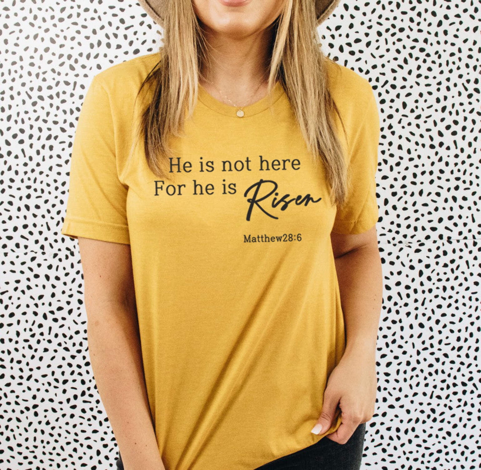 HE IS NOT HERE FOR HE IS RISEN Graphic Short sleeve Tees - Walmart.com