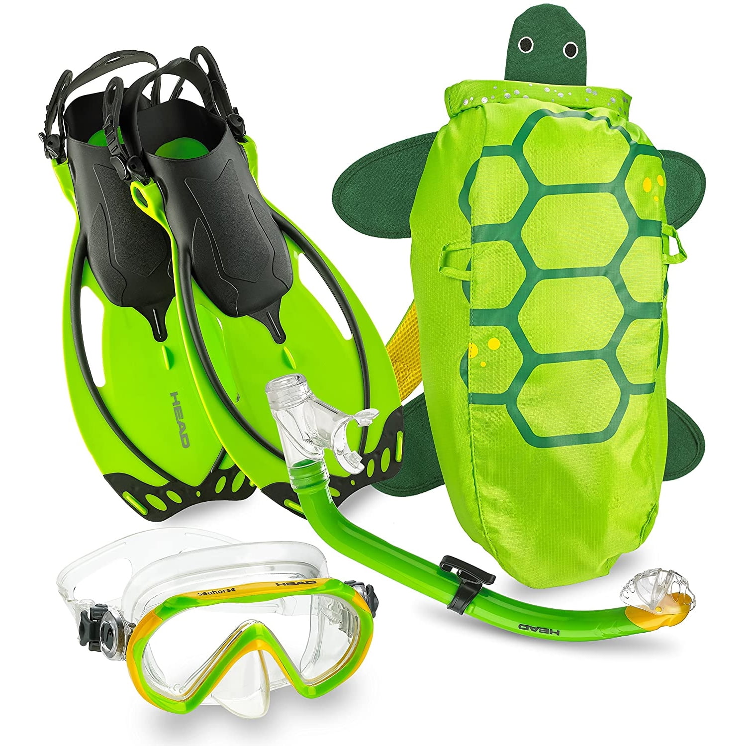 HEAD 480315SFTURLXL Premium Youth Sea Pals Snorkel Mask & Fins Set ...
