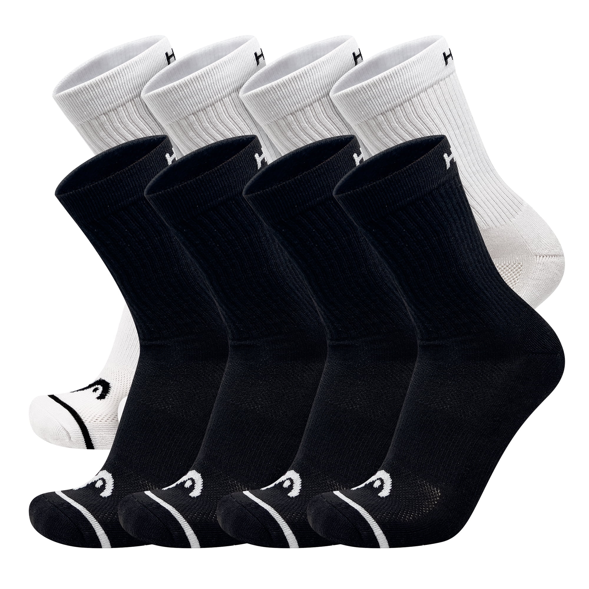 HEAD Men's 8-Pack Cushioned Breathable Crew Socks with Arch Support ...