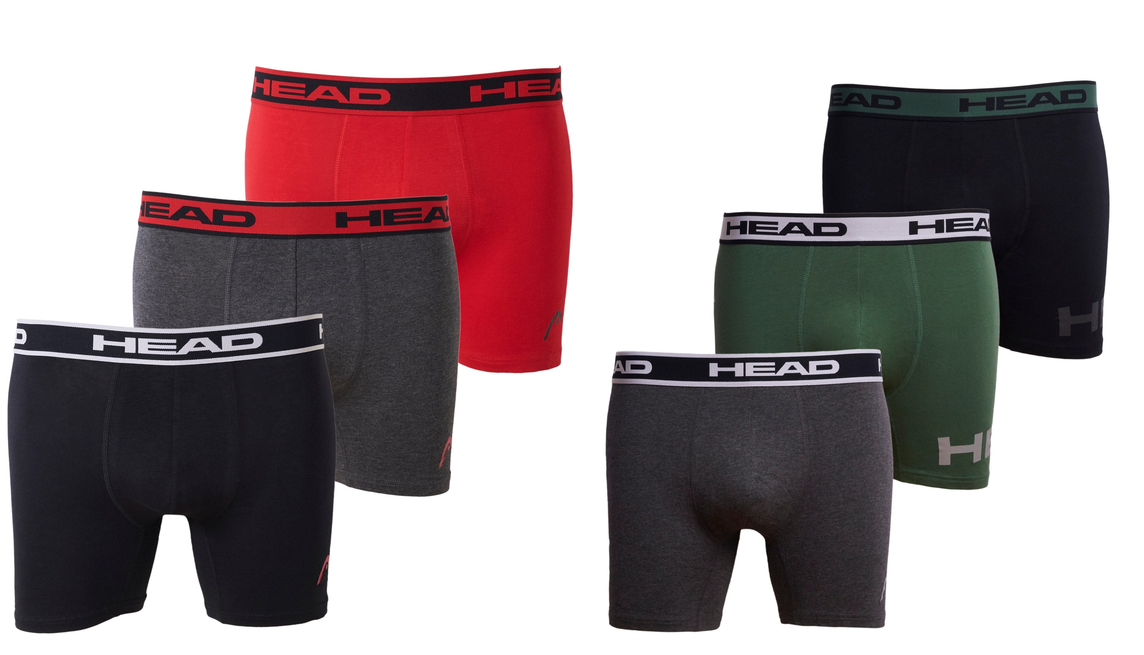 HEAD Mens Athletic Underwear - 6-Pack Stretch Athletic Boxer Briefs ...