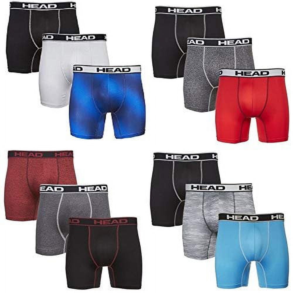 HEAD Men's 12-Pack Performance Boxer Briefs - Athletic Fit, Breathable ...