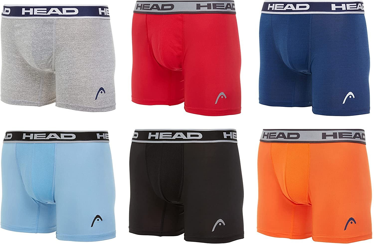 HEAD Mens Performance Boxer Briefs - SPORTY FIT Short Leg 6-Pack ...