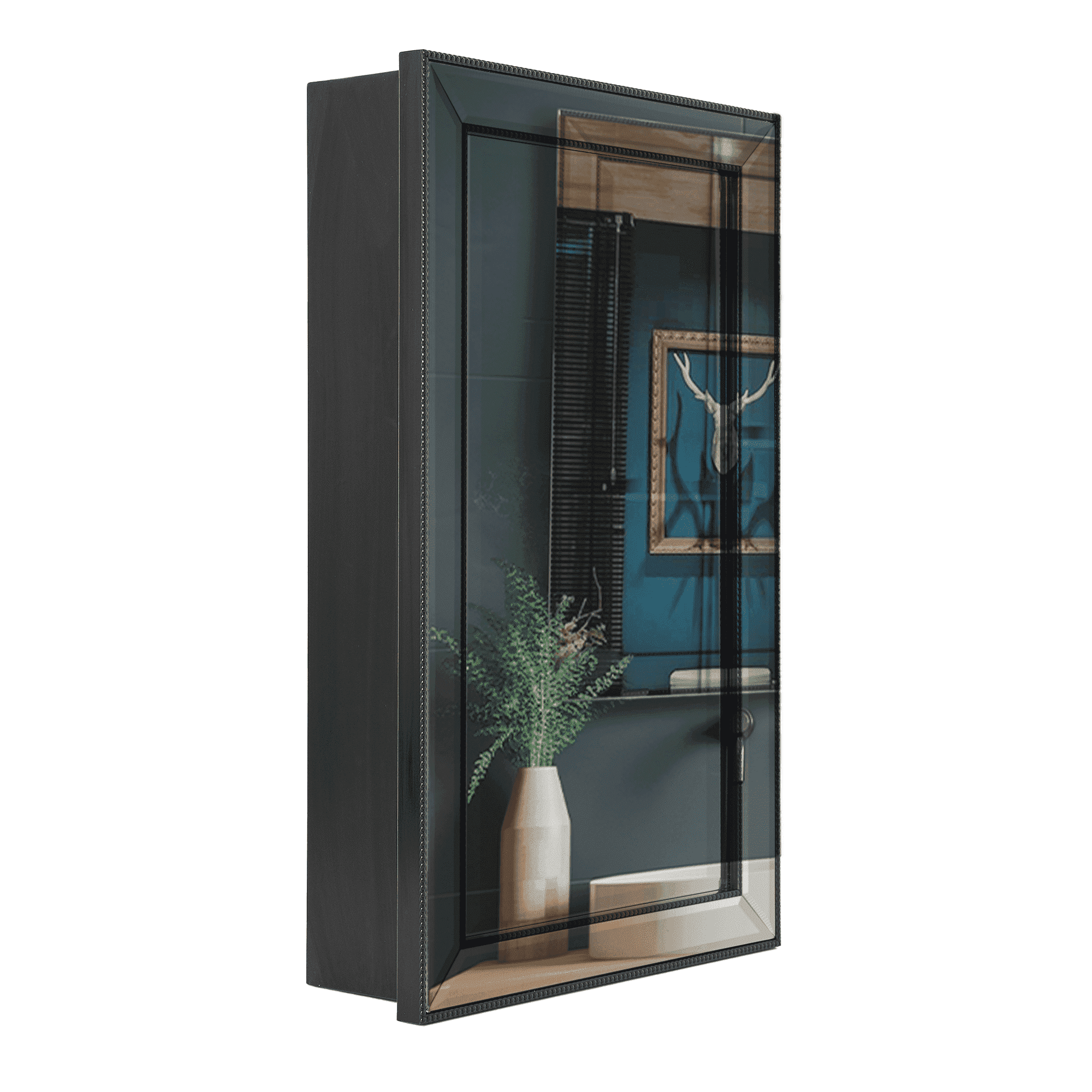 HEAD WEST Stylish Brushed Black Sleek Metro Beaded Medicine Cabinet ...