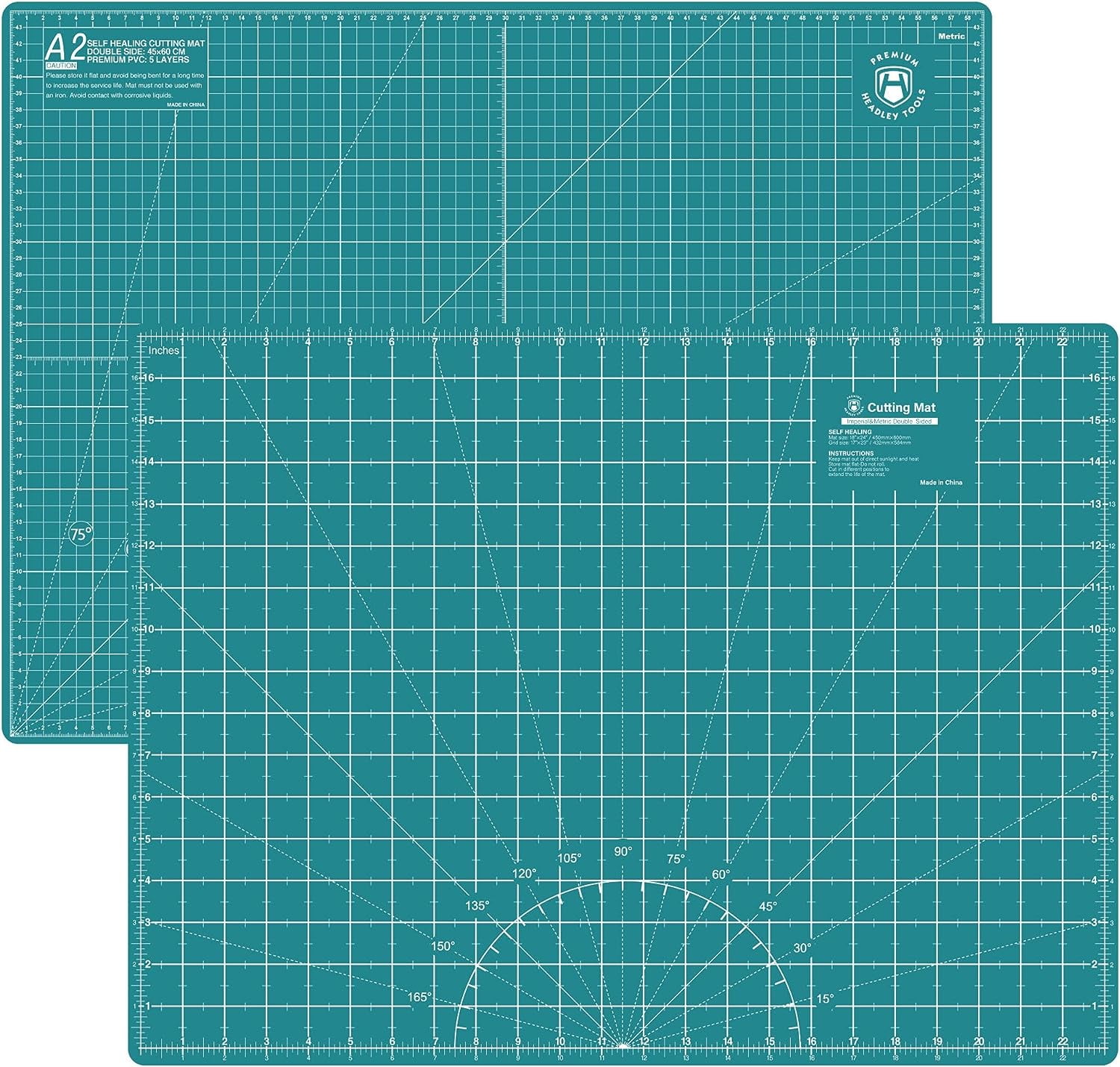 HEADLEY TOOLS - Self Healing Cutting Mat, 18" x 24" Rotary Cutting Mat, A2 Double Sided 5-Layer ...