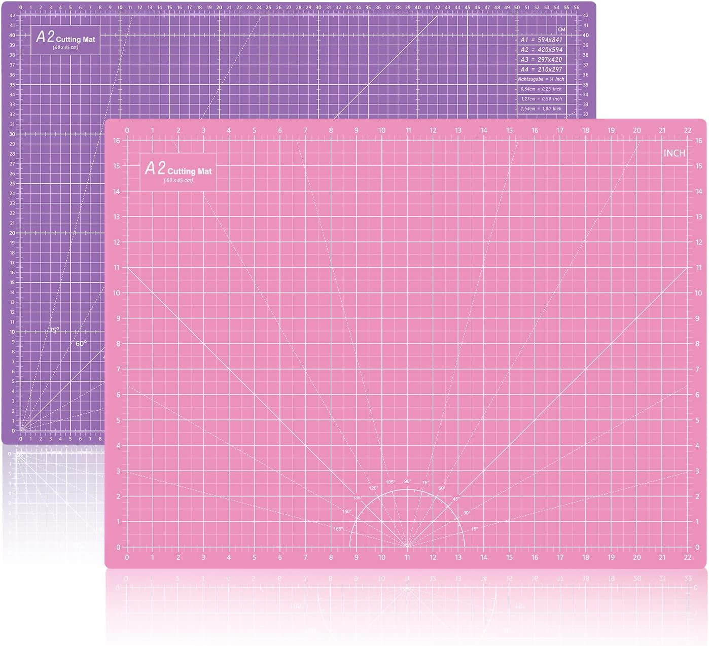 HEADLEY TOOLS 18"x24" Self Healing Cutting Mat, A2 Double Sided 5-Layer Craft Board (Pink/Purple ...