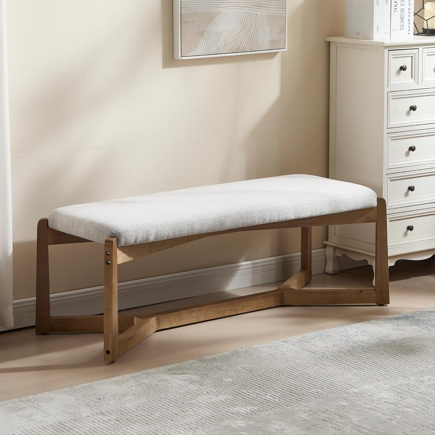 HEAH-YO 49” Mid Century Modern Entryway ,Linen Bedroom for End of Bed ...