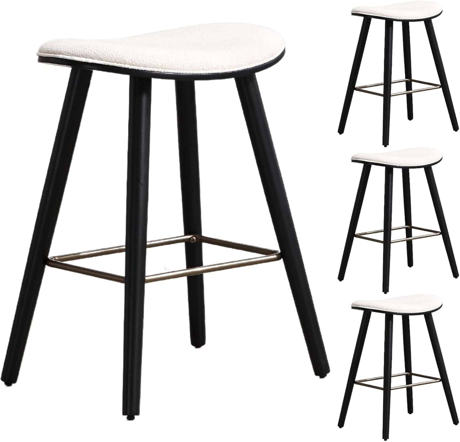HEAH-YO Backless Counter Stools Set of 4, Linen Fabric Modern 26" Seat ...