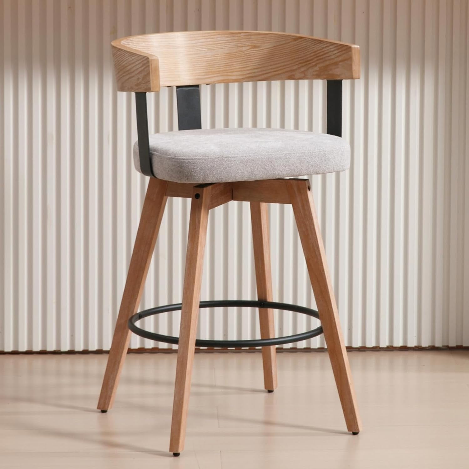 HEAH-YO Mid Century Modern Bar Stool 1 PC, 26" Swivel Counter Stool ...