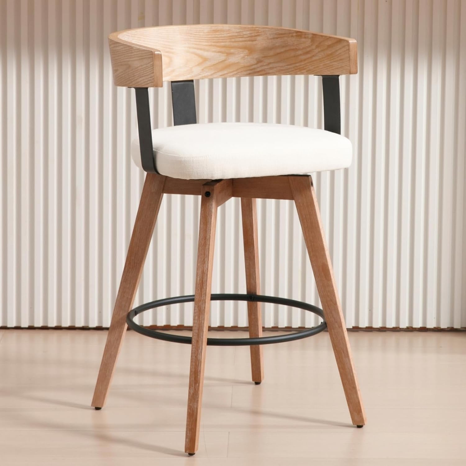 HEAH-YO Mid Century Modern Bar Stool 1 PC, 26" Swivel Counter Stool ...