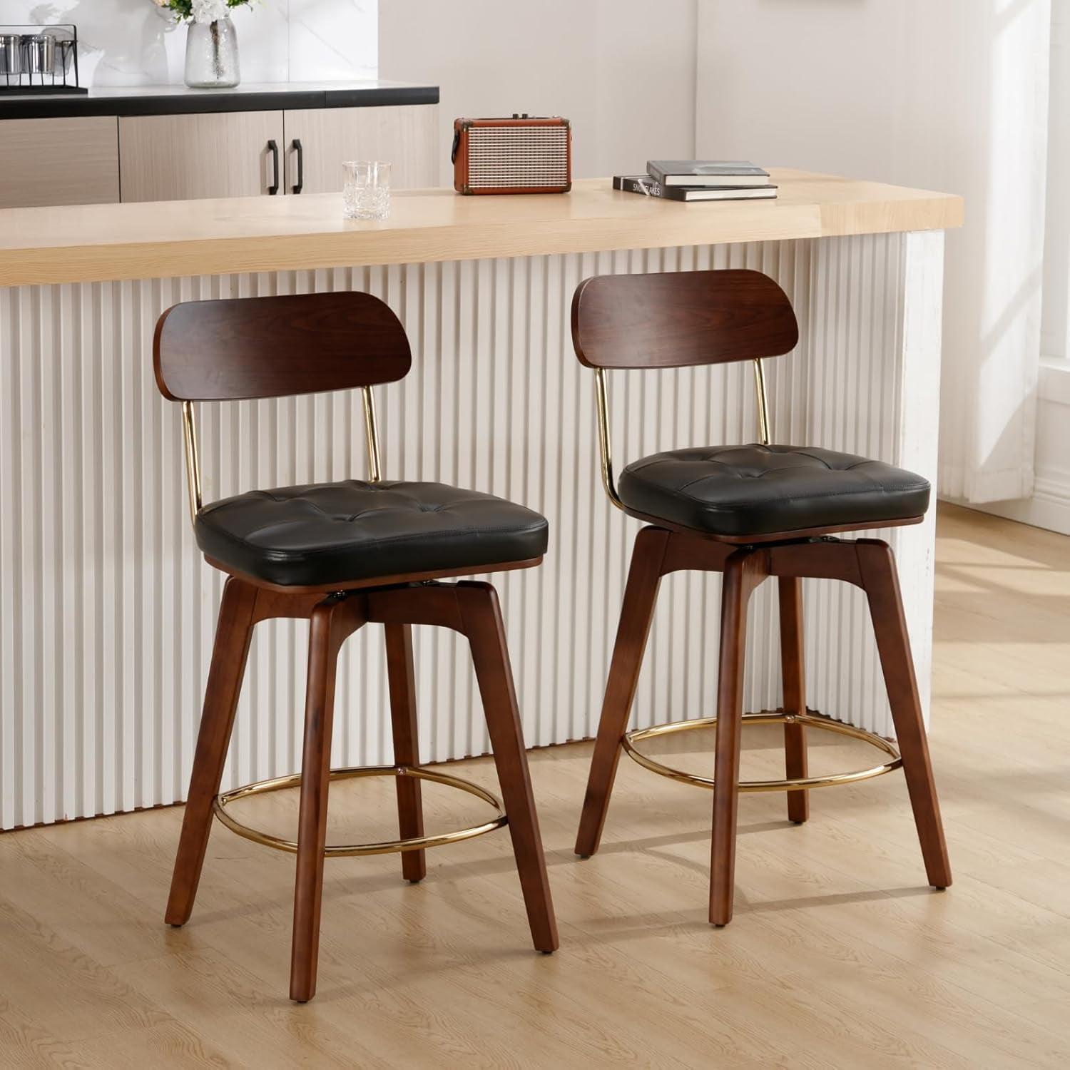 HEAH-YO Modern Counter Stools Set of 2, 26 Inches Counter Height Bar ...