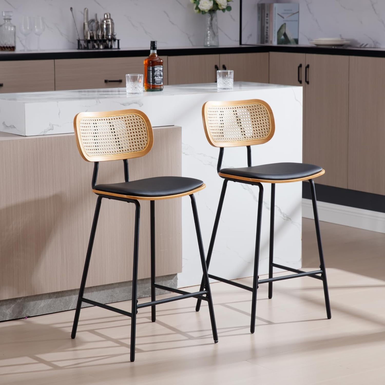HEAH-YO Modern Counter Stools Set of 2, 26 Inches Counter Height Bar ...
