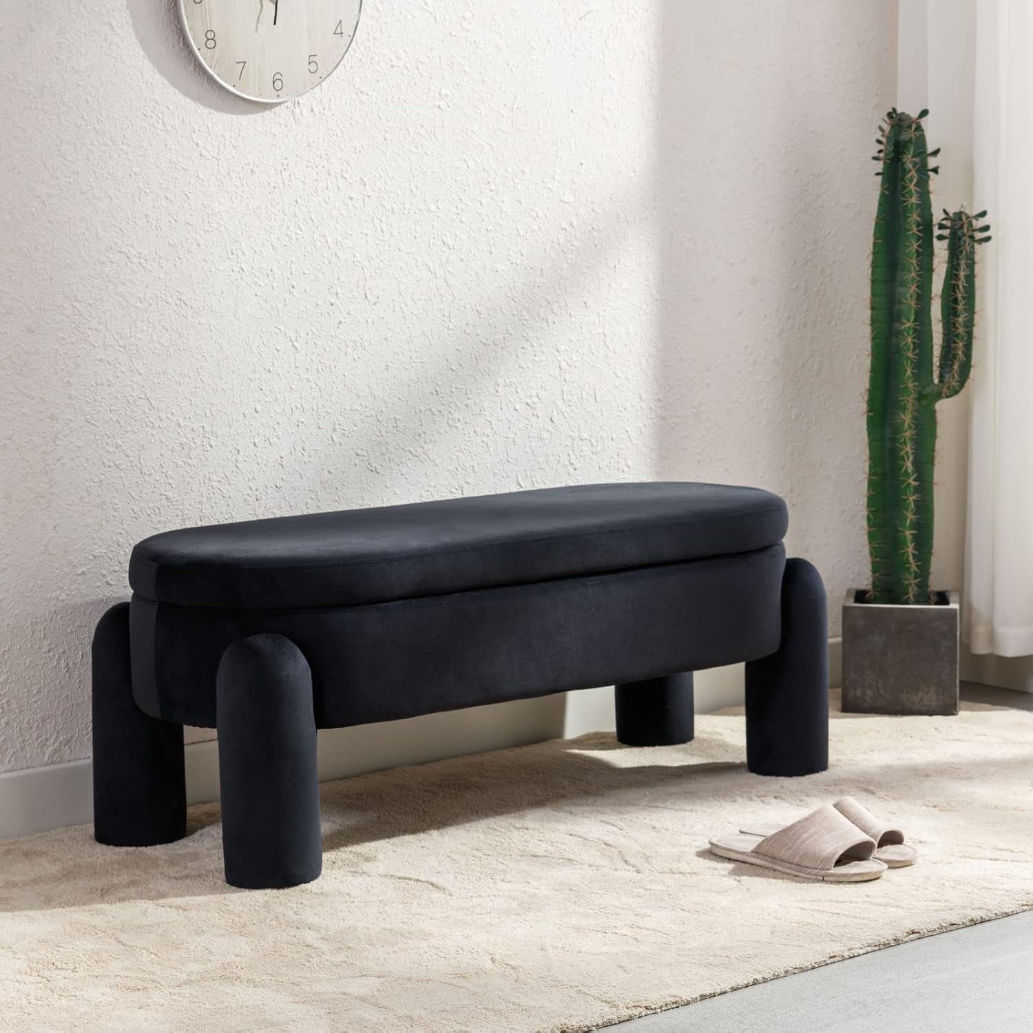 HEAH-YO Modern Storage Bench,44.75 Inches Upholstered Velvet Storage ...