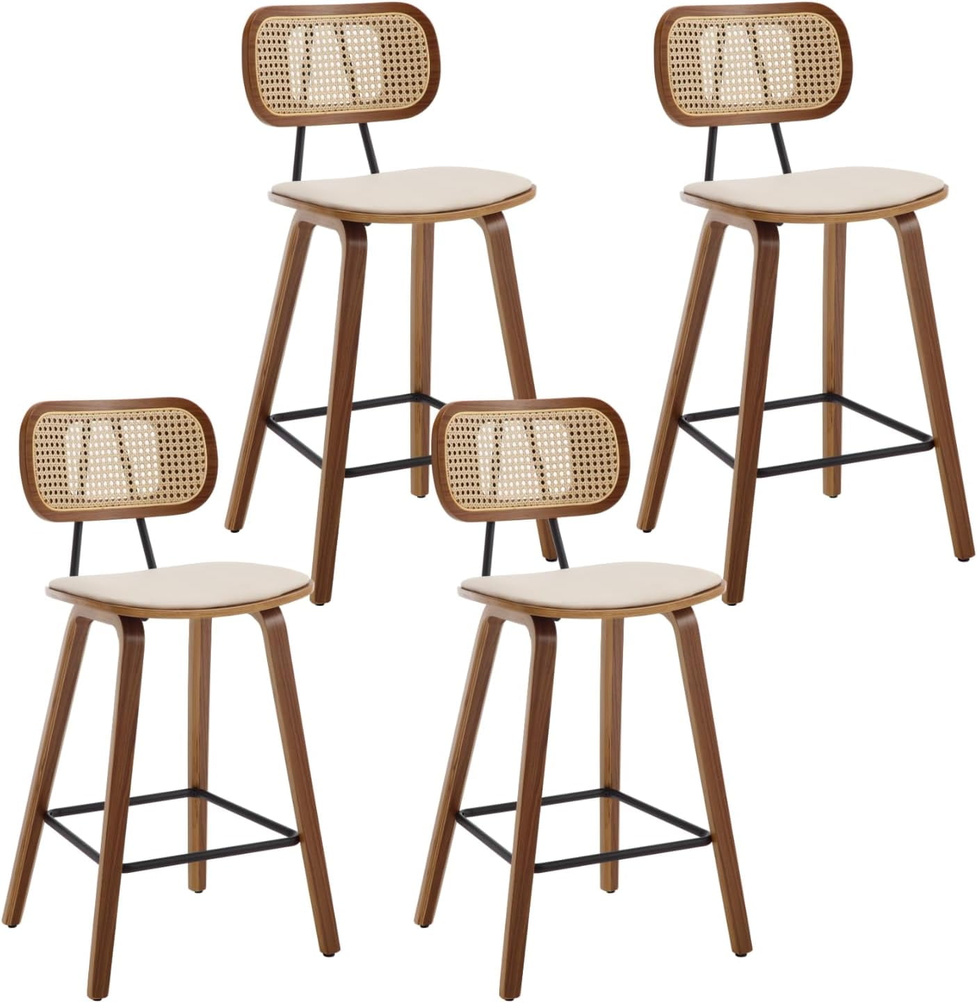 HEAH-YO Rattan Counter Stools Set of 4, 26 Inches Counter Height Bar ...