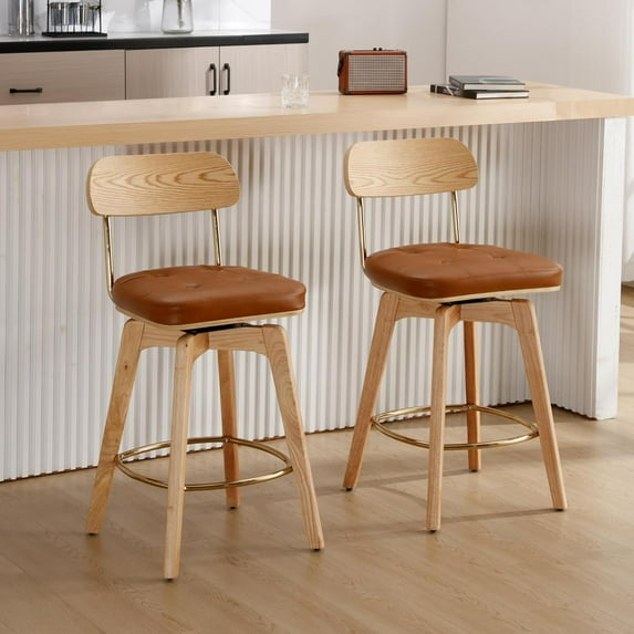 HEAH-YO Swivel Bar Stools Set of 2, Mid Century Modern 26 Inches ...