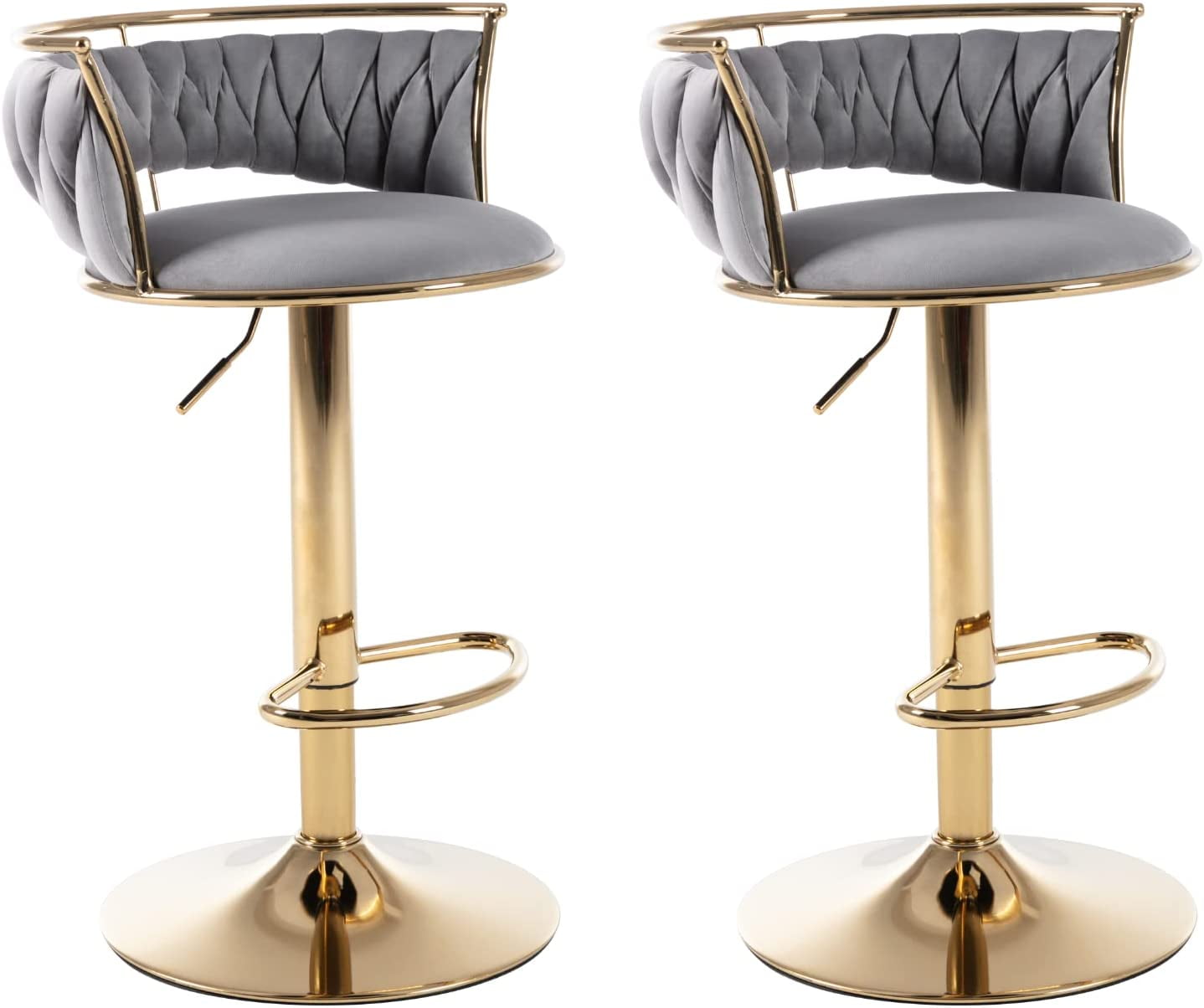 HEAH-YO Woven Bar Stools Set of 2, Adjustable Counter Height Bar Stools ...