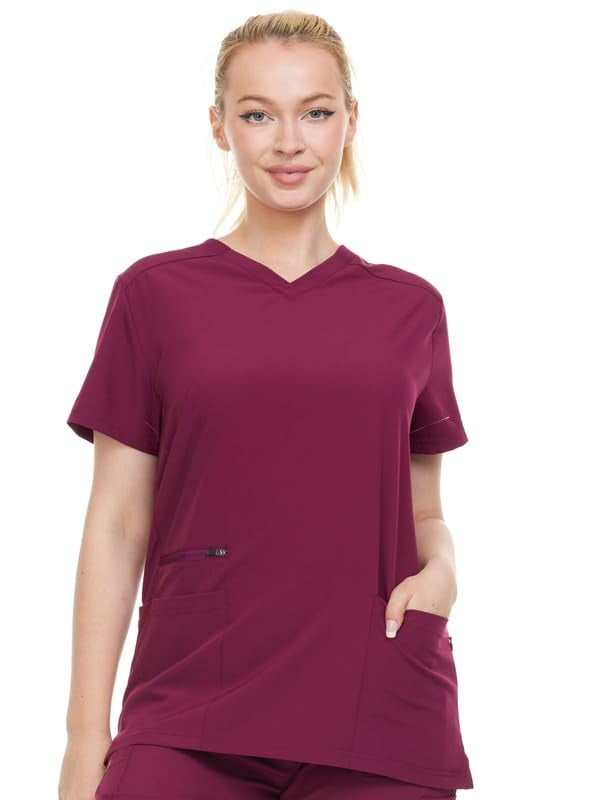 HEAL+WEAR Modern Women's V-Neck Scrub Top Breathable 4-Way Stretch with ...