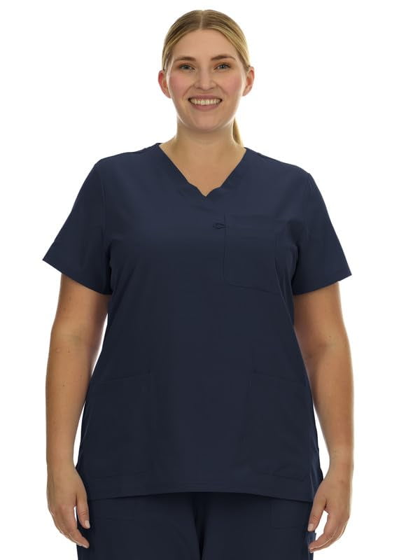 HEAL+WEAR Plus Size Women's V-Neck Scrub Top Multi-Pocket Medical ...