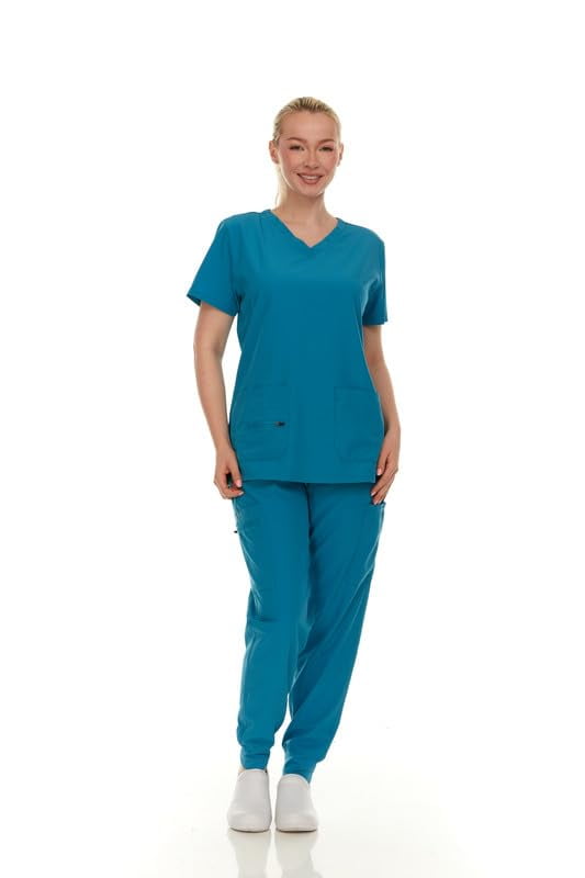 HEAL+WEAR Soft Stretch Scrub Set 4-Way Stretch V-Neck Top & Cargo ...