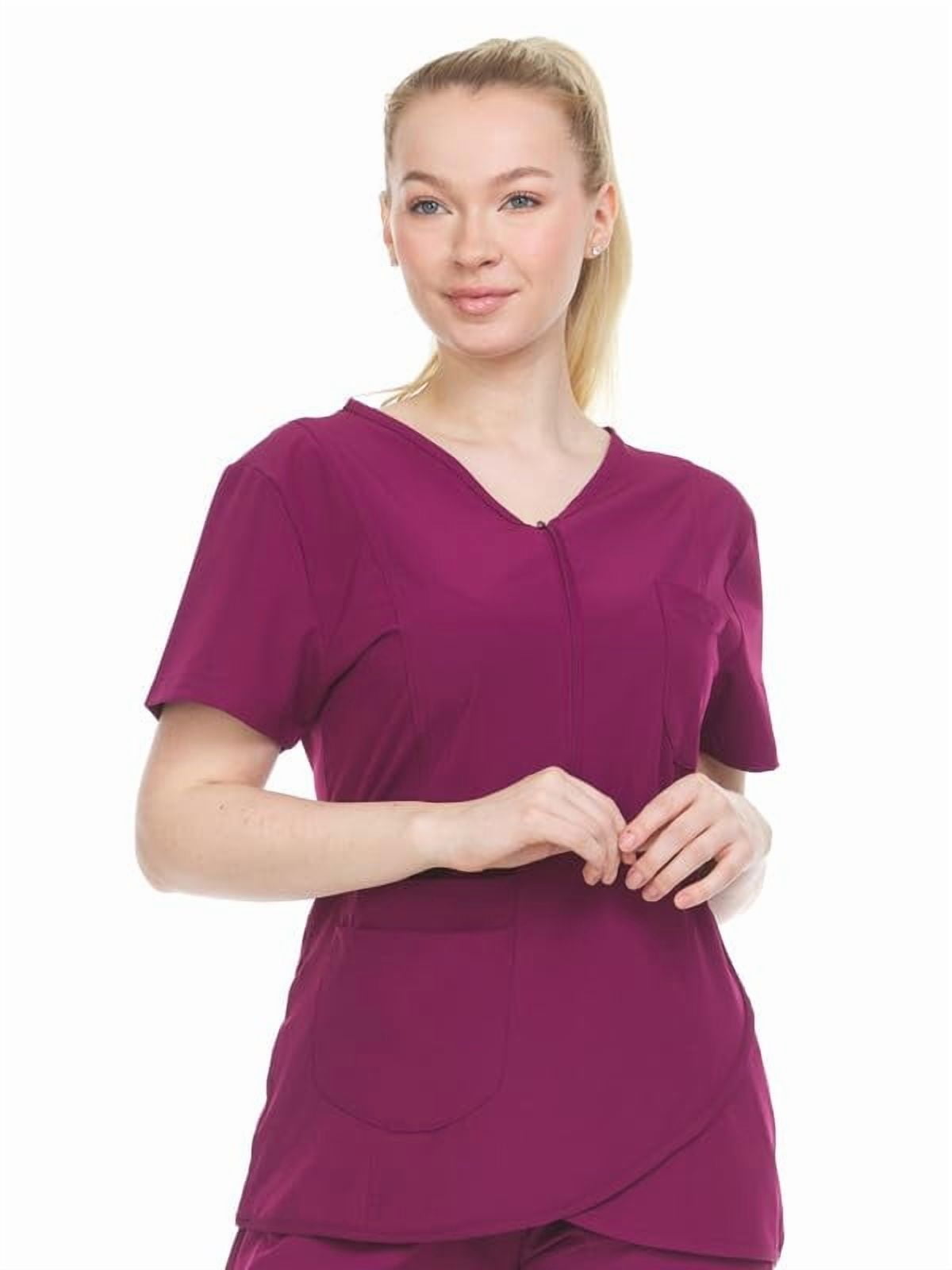 HEAL+WEAR Women’s Crossover Zip Front Scrub Top 4-Way Stretch Multi ...