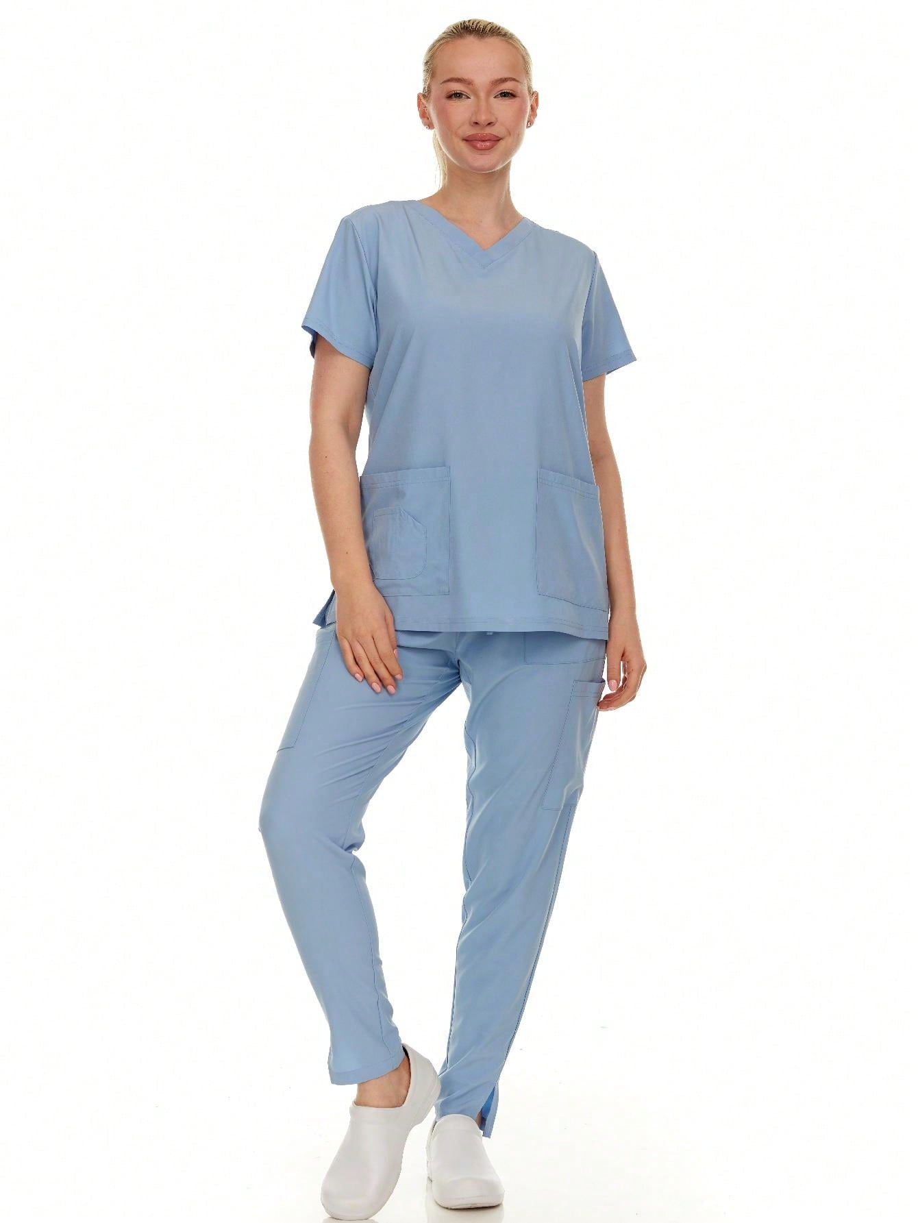 HEAL+WEAR Women's Scrub Set-4-Way Stretch-Stretch V-Neck Top&Straight ...