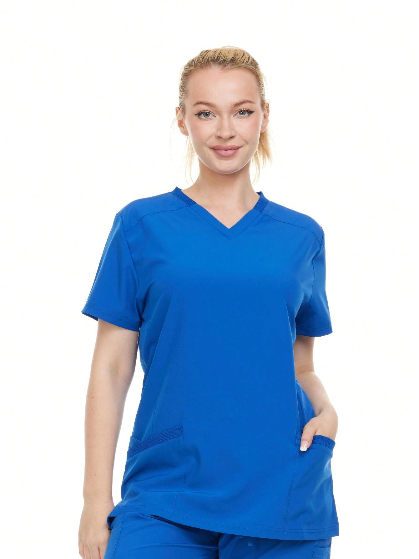 HEAL+WEAR Women's V-Neck Stretch Medical Scrub Top 4-Way Stretch - Soft ...