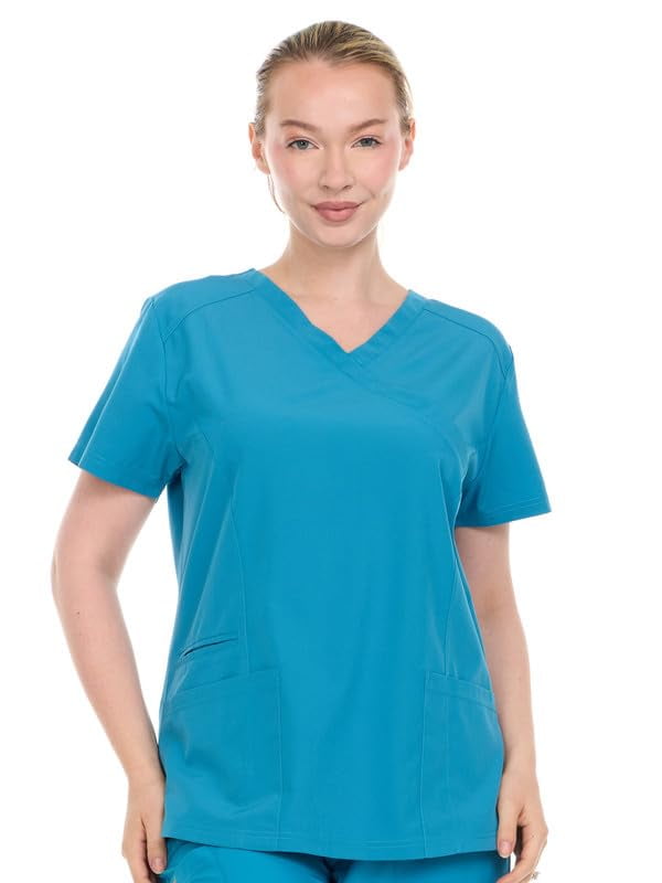 HEAL+WEAR Womens Stretch V-Neck Scrub Top 4-Way Stretch Lightweight ...