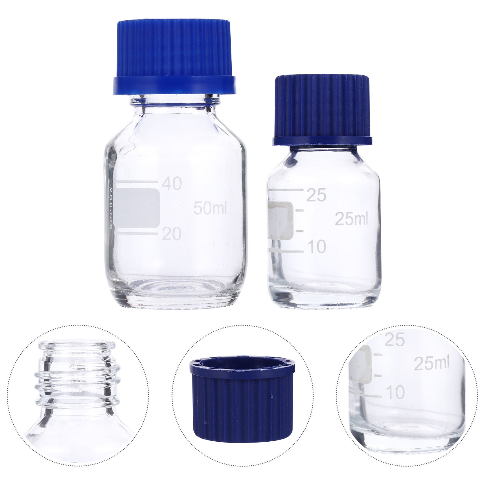 HEALEEP 10Pcs Round Cylinder Glass Bottles with Lids for Laboratory Use ...
