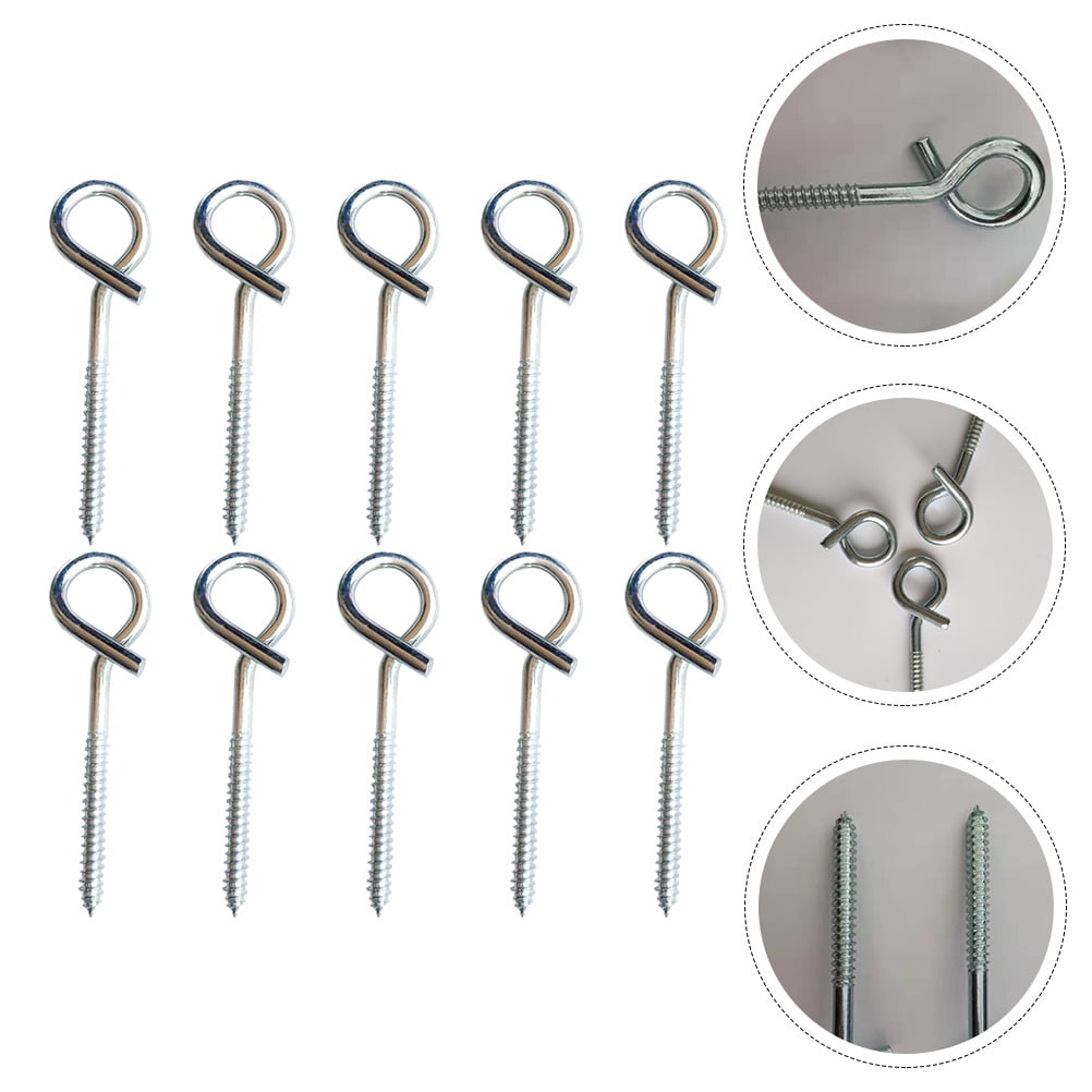 HEALEEP 10Pcs Screw In Hooks for Hanging Circular Silver Color Heavy ...