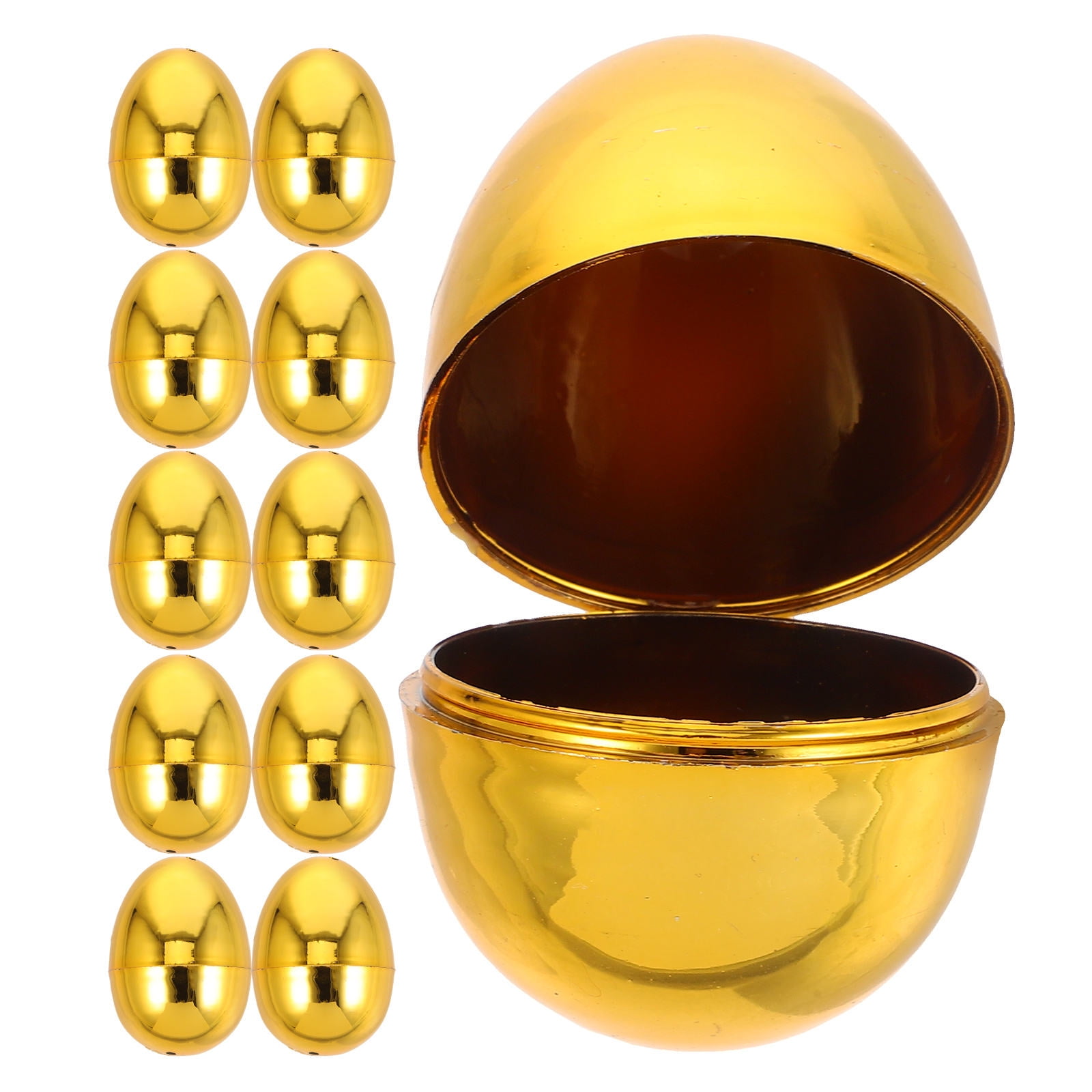 HEALEEP 12Pcs Golden Fillable Eggs Plastic for Easter Basket Stuffer ...