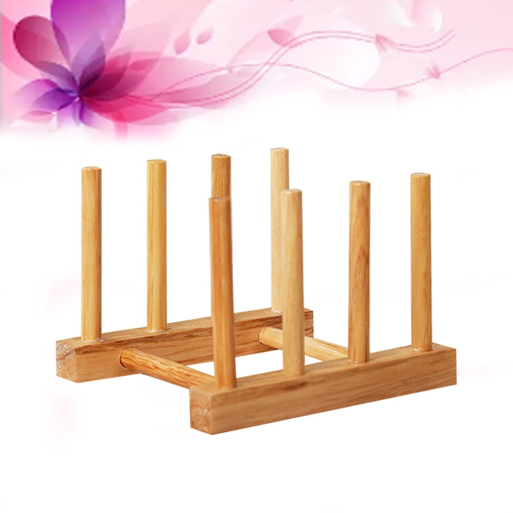 HEALEEP 1Pack Plate Drainer Rack Khaki Rectangular Bamboo Wood Drying ...