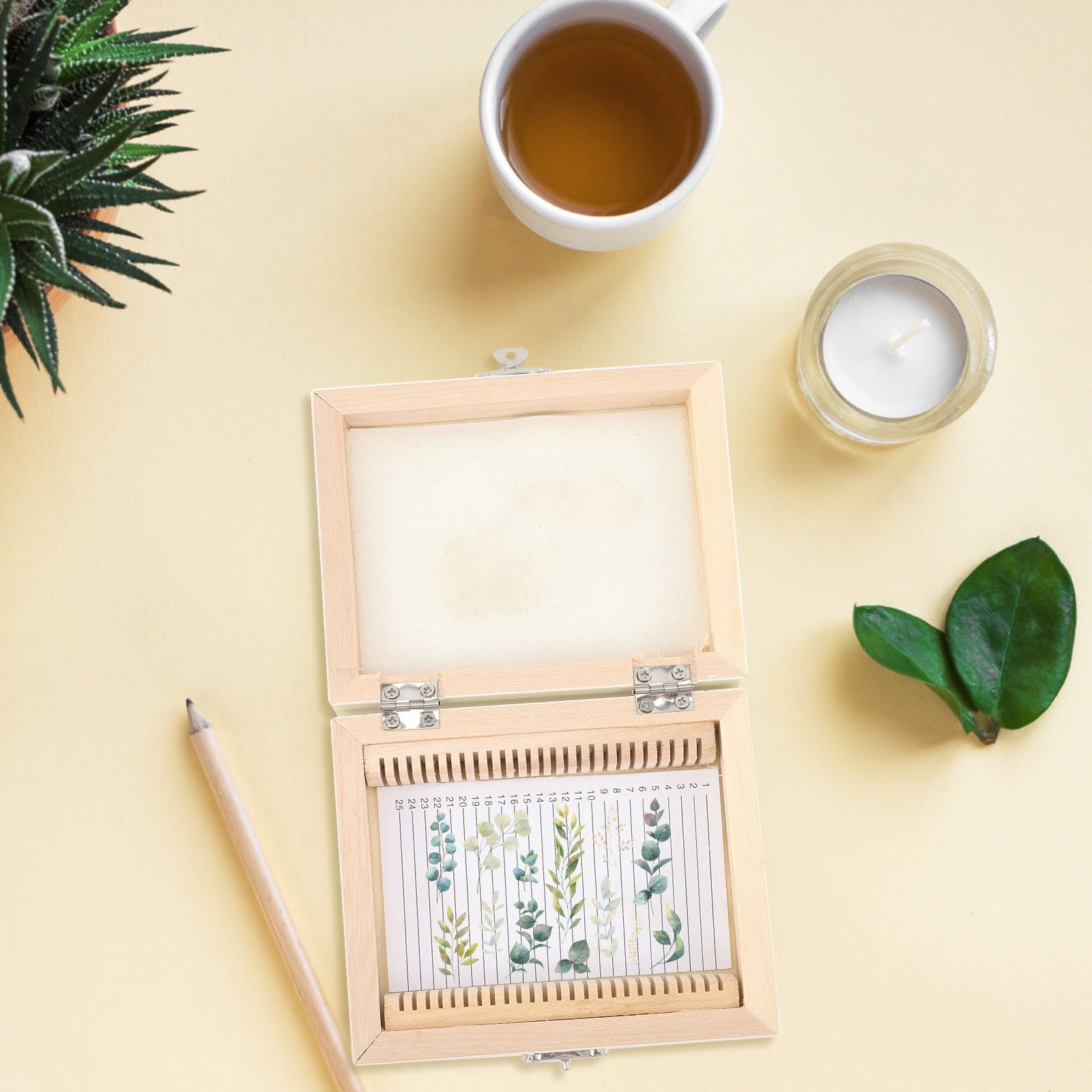 HEALEEP Wooden Microscope Slide Storage Case Beige 1Set 5.03x4.17x1 ...