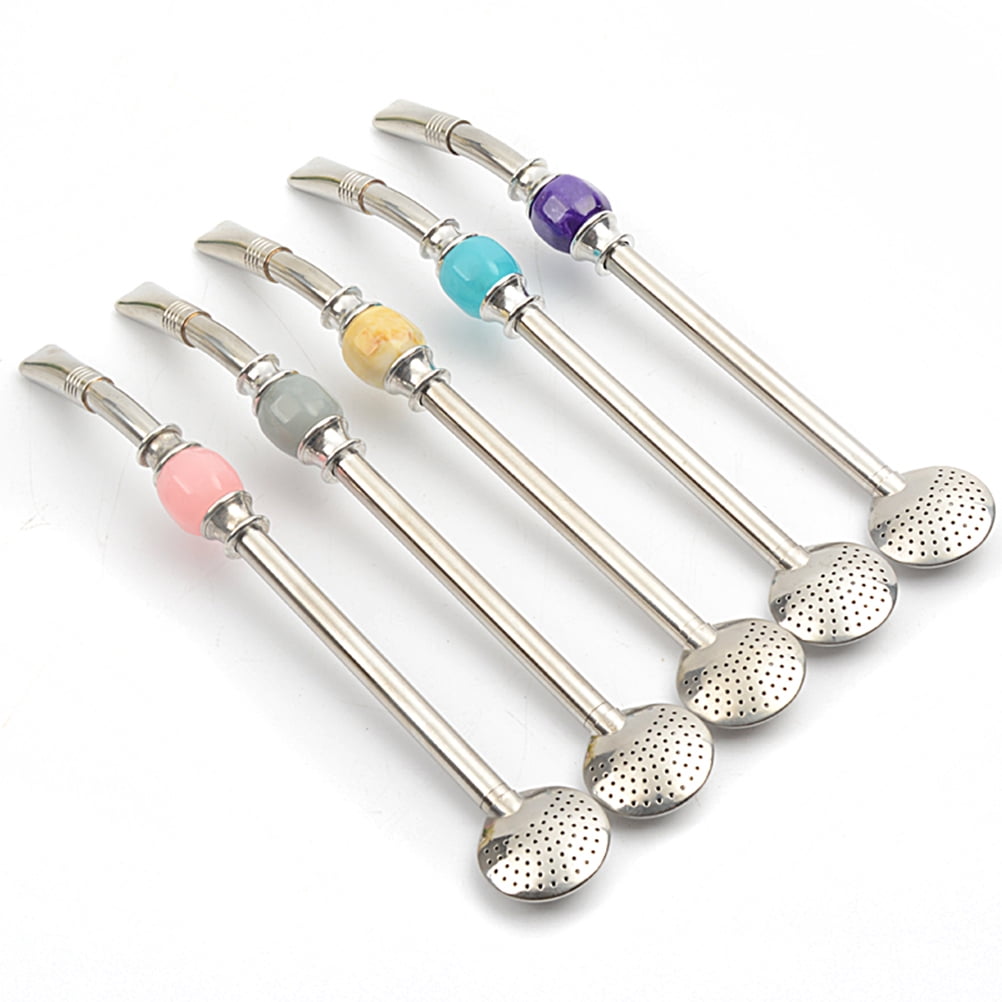 HEALEEP 1Pack Stainless Steel Bombilla Straw for Loose Leaf Tea with ...