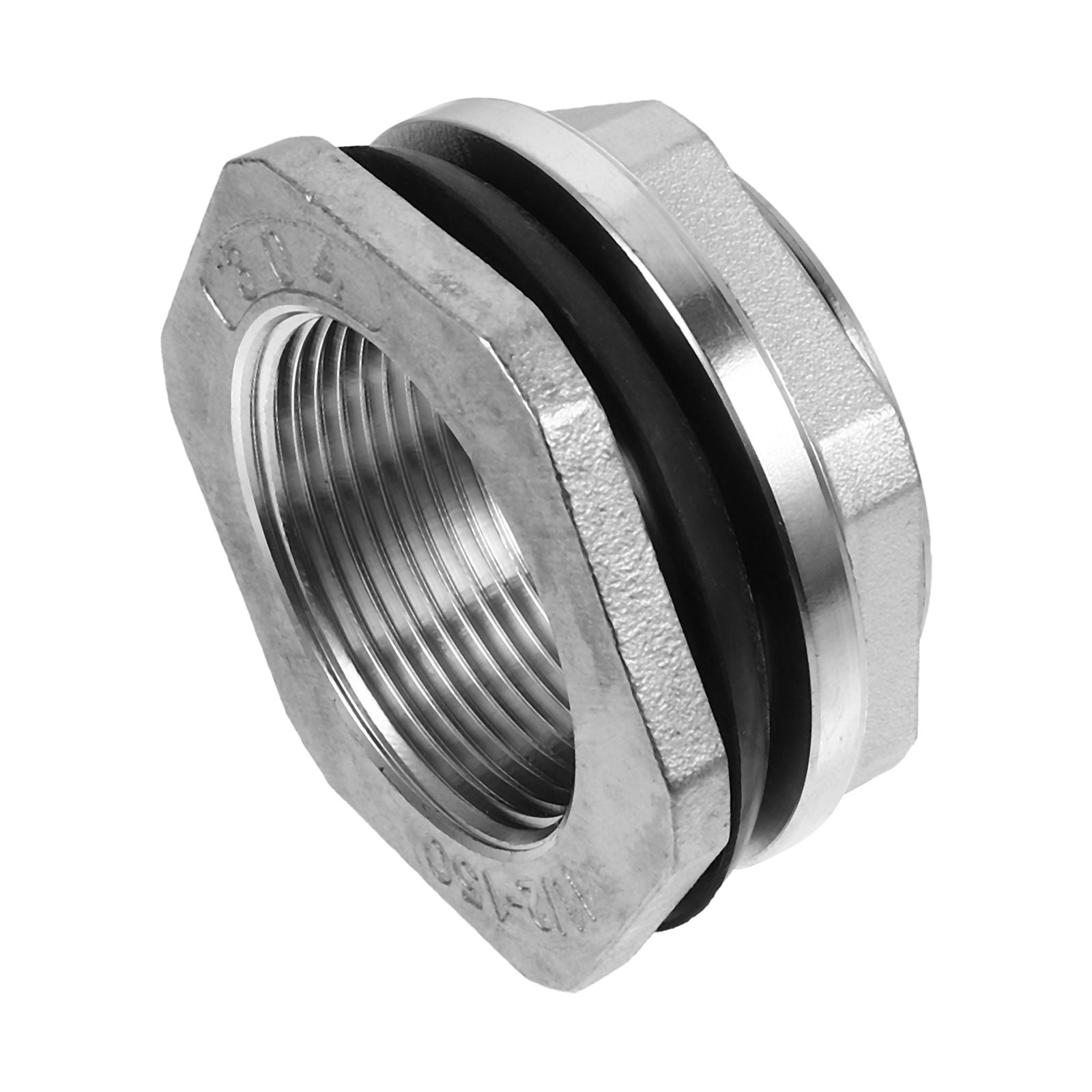 HEALEEP 1Pc Silver 304 Stainless Steel Water Tank Connector For Thread Water Tank Fitting 1.97X1 ...