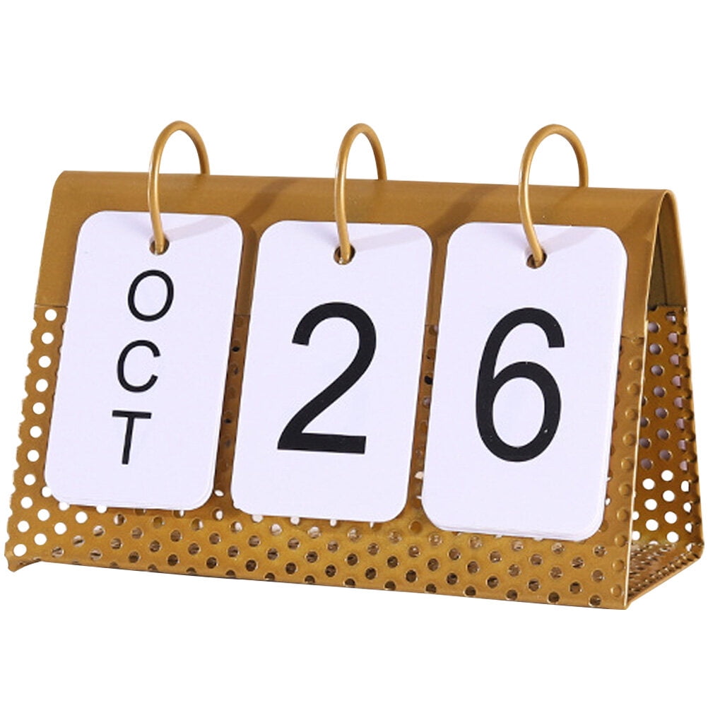 HEALEEP 1Set Fancy Desktop Calendar Golden Iron for Cafe and Restaurant ...