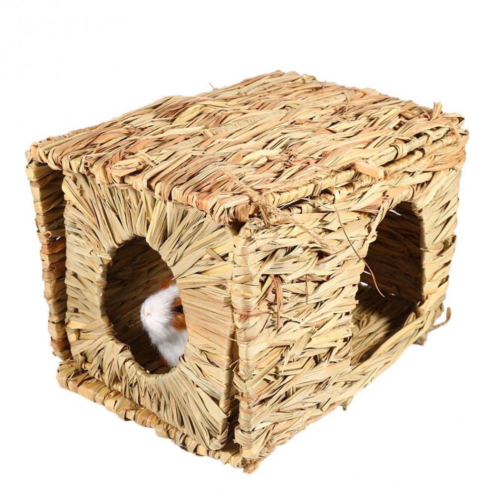 HEALEEP 1Set Natural Hand-Made Grass Hut Bed House Khaki Woven Straw ...